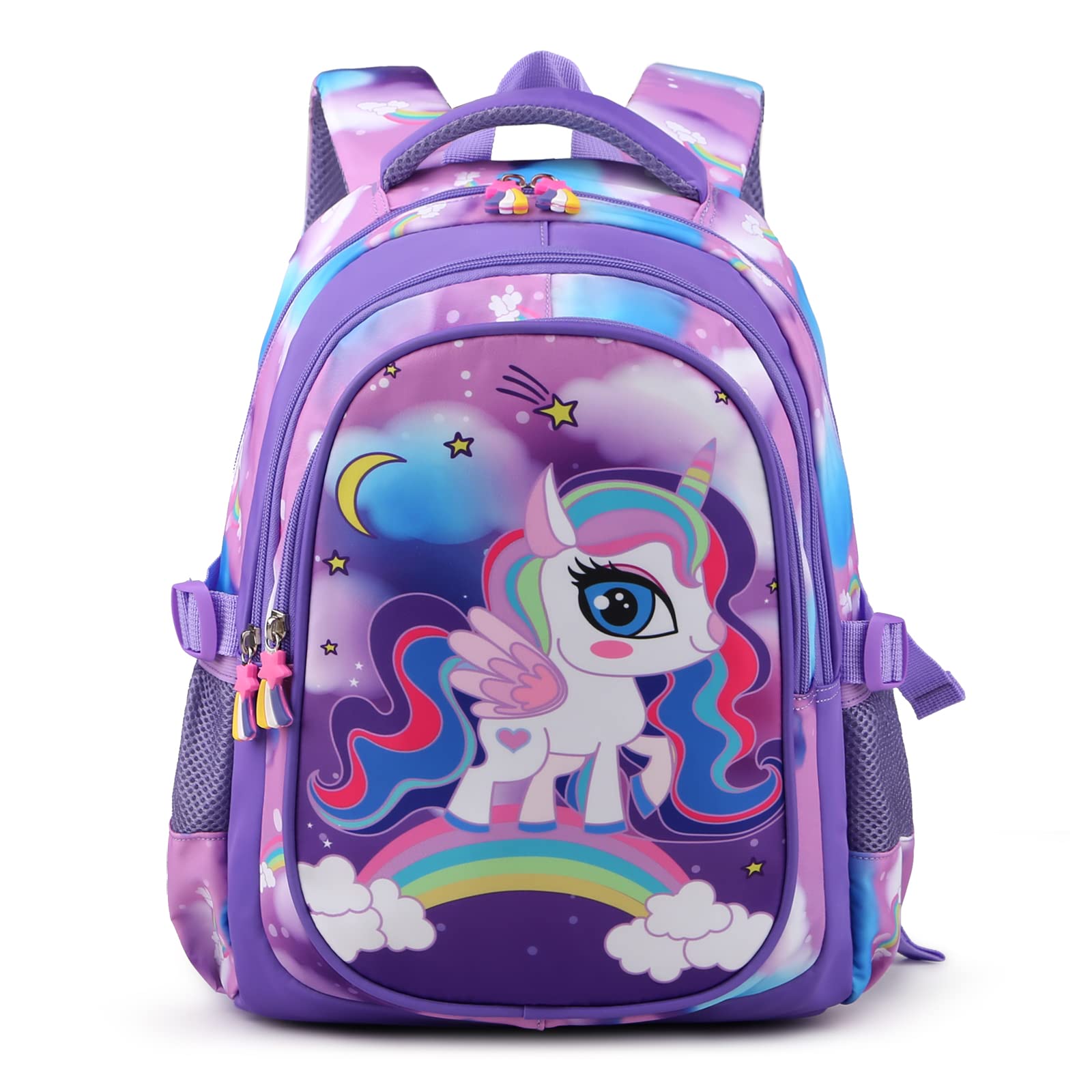 Wisiley Kids Backpack 16 in Multifunctional Large Capacity Unicorn School Backpack for Girls Cute Lightweight Toddler Schoolbag with Bottle Side Pockets Preschool Girls Elementary Leisure Schoolbag