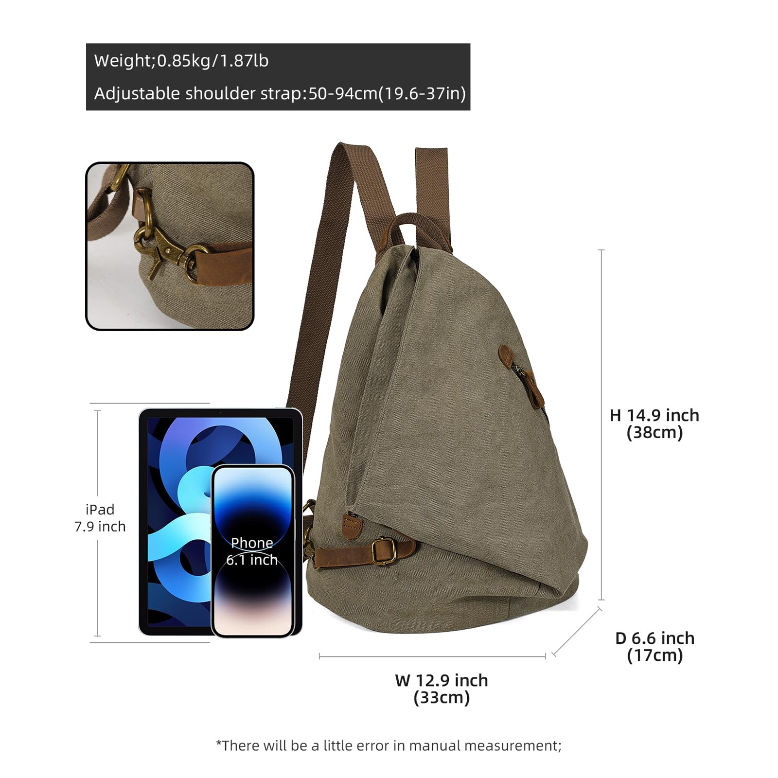 Canvas Vintage Backpack β Large Casual Daypack Outdoor Travel Rucksack Hiking Backpacks for Men Women