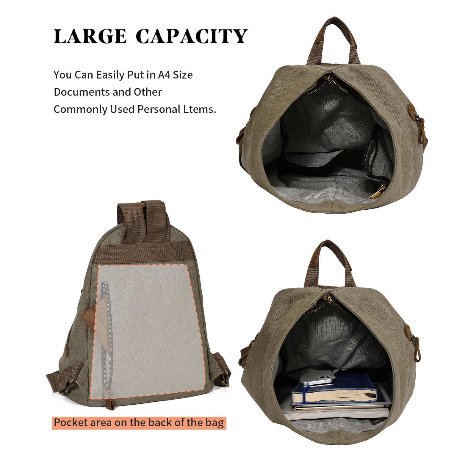 Canvas Vintage Backpack β Large Casual Daypack Outdoor Travel Rucksack Hiking Backpacks for Men Women