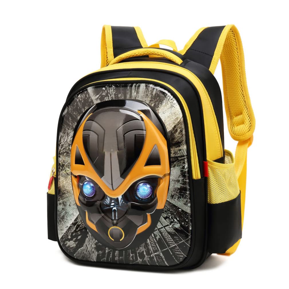 Toddler Kid Boys 3D Print Comic Cartoon Comic Kindergarten Children Snack Backpack for 3-6 Years (Yellow)