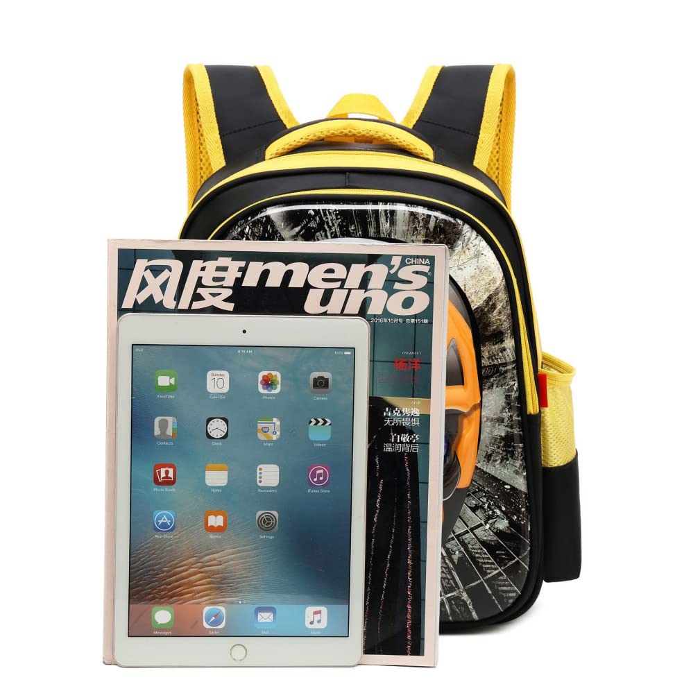 Toddler Kid Boys 3D Print Comic Cartoon Comic Kindergarten Children Snack Backpack for 3-6 Years (Yellow)