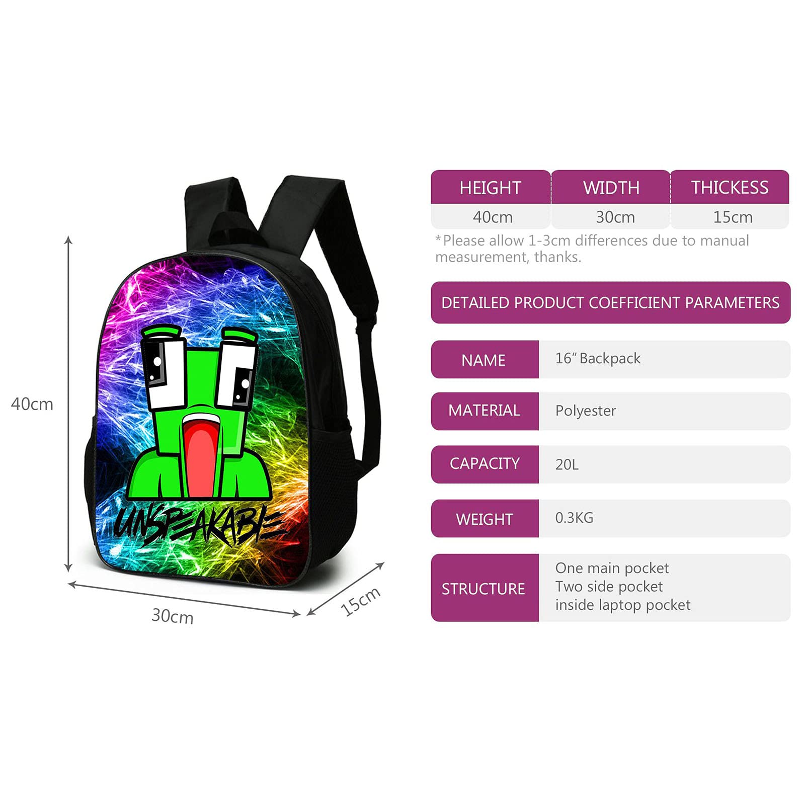 Unspeak-able Kids School Bag Set Boys Pencil Case Backpack Starry Sky Printing Book Bags Travel Daypack Girls Game Fans Gift (Sky)
