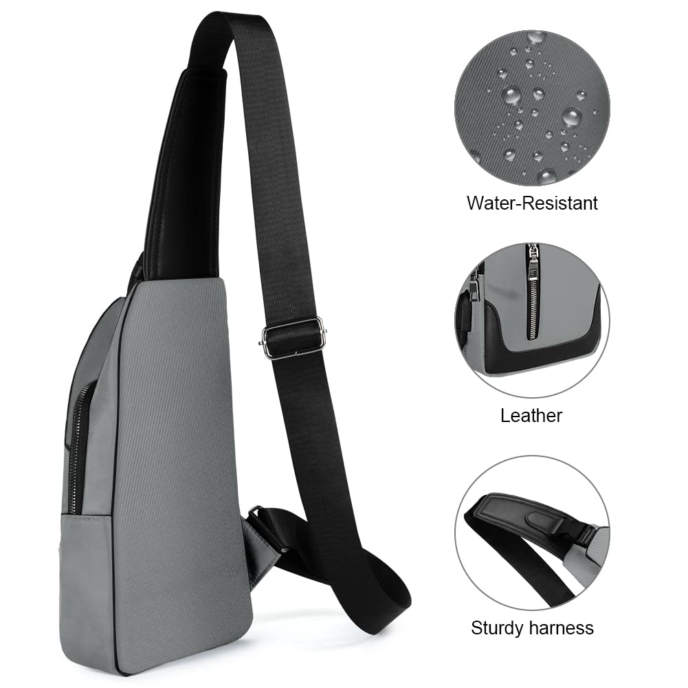 Aucuu Sling Backpack with USB Charging Port, Chest Bag Crossbody Daypack Shoulder Bag for Men, Hiking, Cycling, Travel - Black