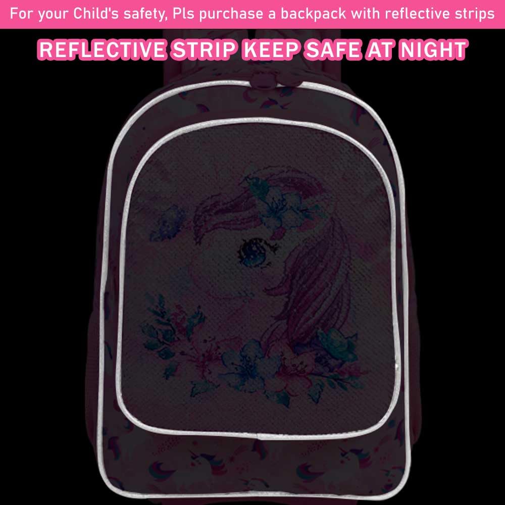 KLFVB Rolling Backpack for Girls, Kids Roller Wheels School Bookbag with Lunch Bag, Wheeled School Bag for Children - Unicorn