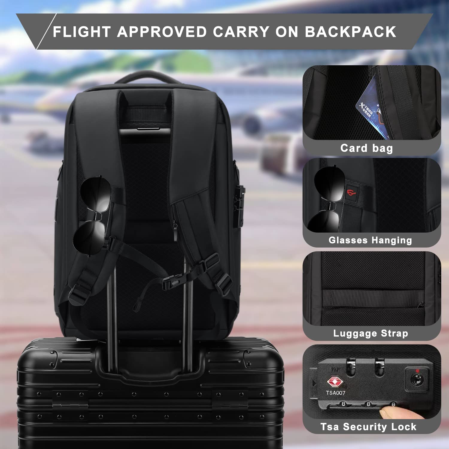 FENRUIEN Business Travel Backpack for Men, fit 15.6" Laptop Backpack, Waterproof Backpack with USB Charging Port, Anti-Theft luggage Backpack with TSA Lock, Daypack Backpack for College/School