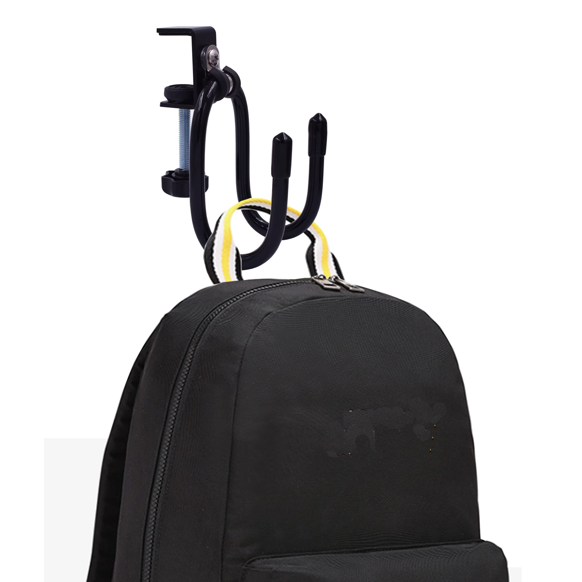YYST Desk Mount Bag Holder Hook Clamp-On Backpack Hanger Reduce Desk Clutter (20 lb. Capacity)- No Bag (1)