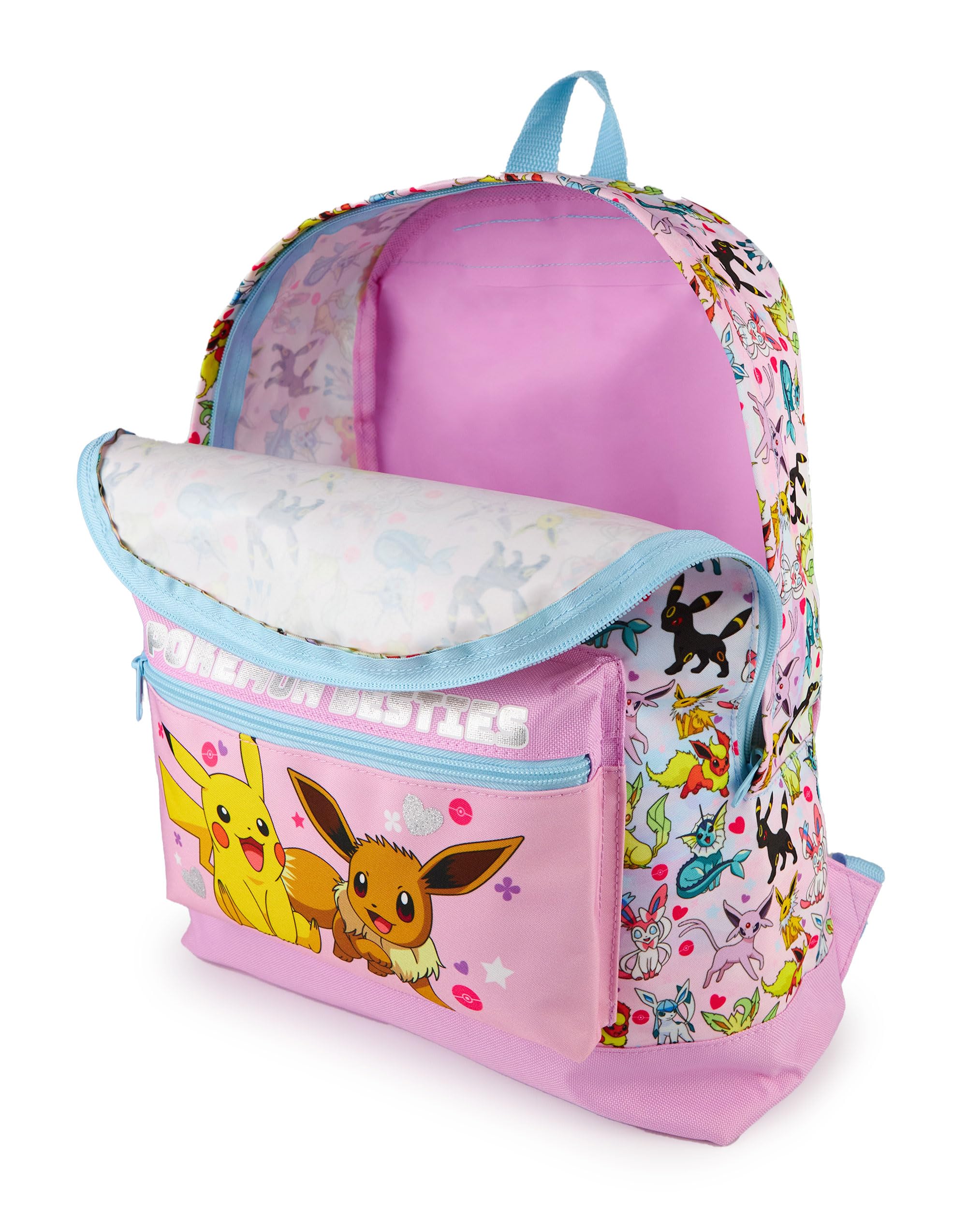 Pokemon Backpack Pikachu Eevee Besties Pink Glitter Bag