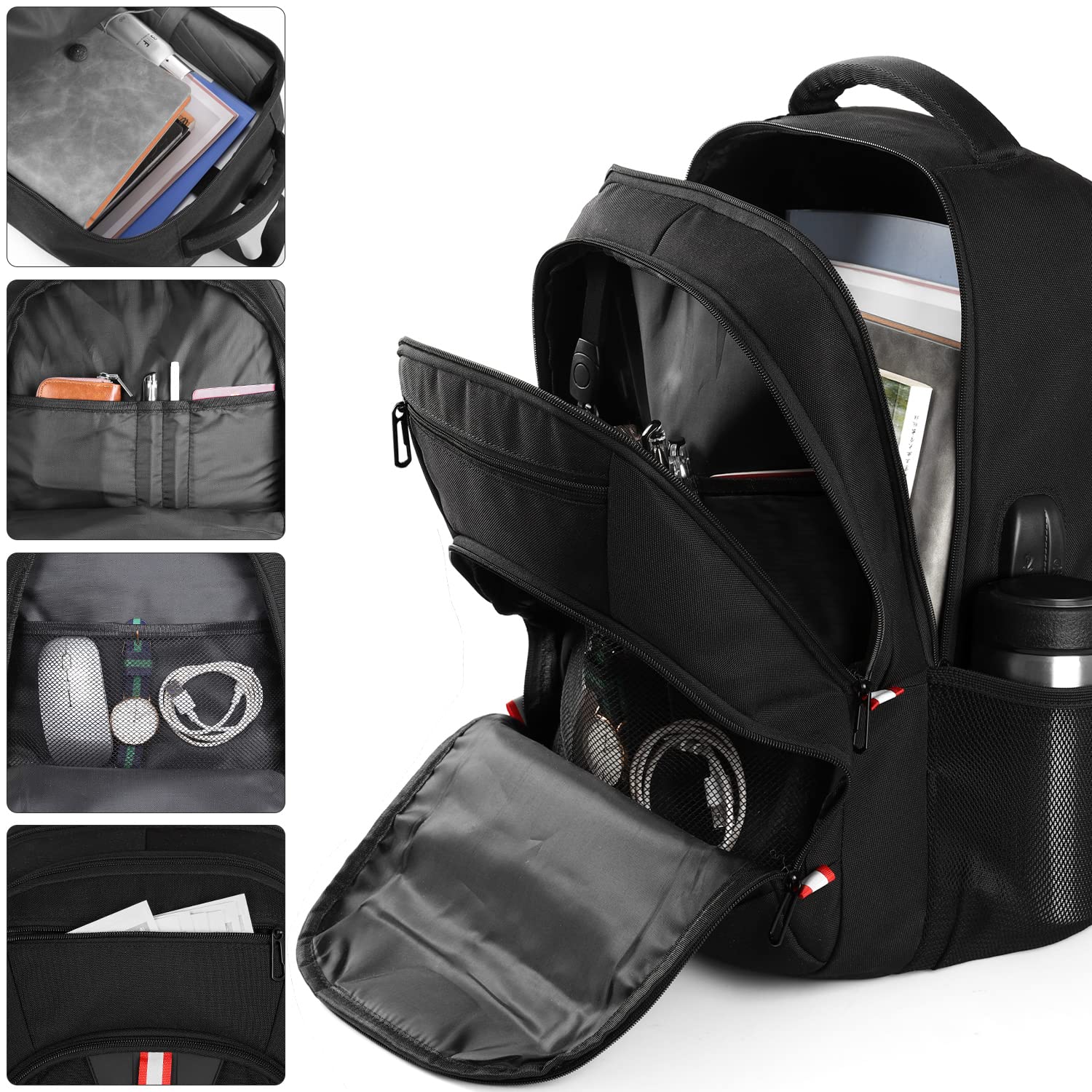 MOMUVO Backpack for Men, School Backpack for Teens/Boys, Laptop Backpack fit 17.3 Notebook with USB Charging port, Anti Theft College Backpack Bookbags for Travel Business Work, Water Resistant