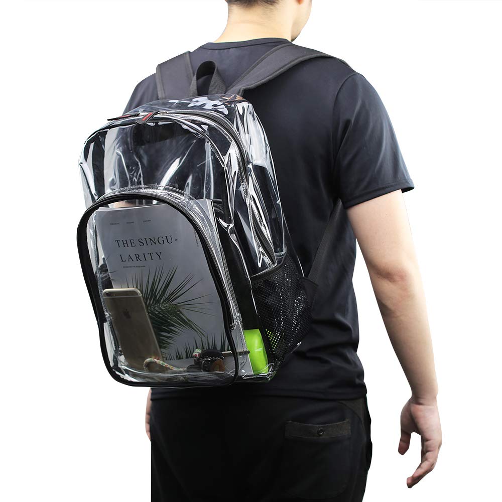 Heavy Duty Clear Backpack, Large Transparent Clear Bookbag, See Through Backpack for College, Work, Security Travel & Sports