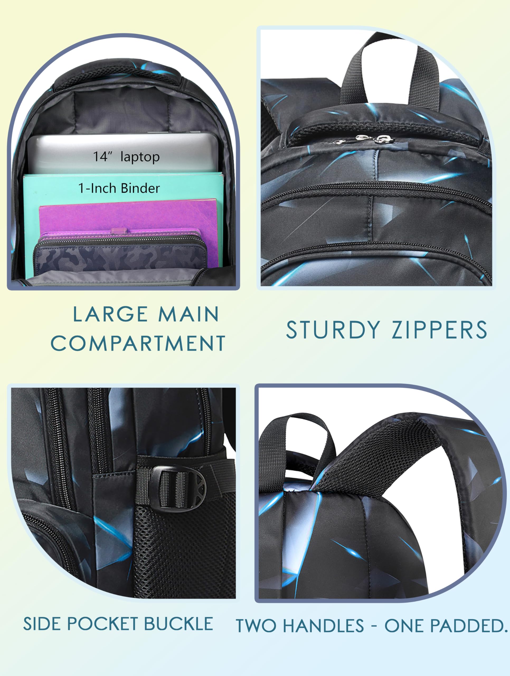 BLUEFAIRY Boys Backpack Elementary Kids School Bags Middle School Primary School Bookbags Lightweight Sturdy Durable Gift with Plenty of Pockets Age 5-9(Black&Blue