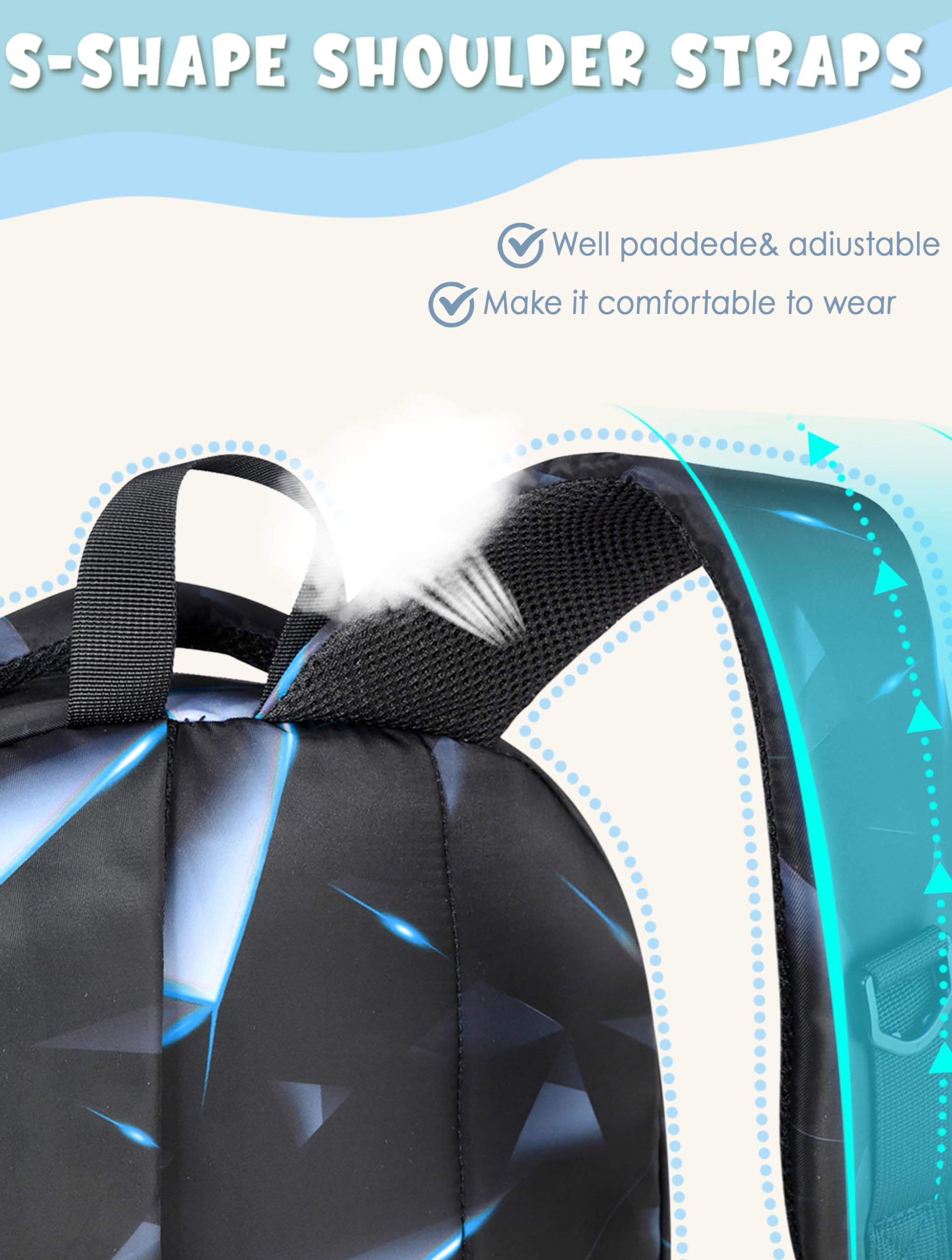 BLUEFAIRY Boys Backpack Elementary Kids School Bags Middle School Primary School Bookbags Lightweight Sturdy Durable Gift with Plenty of Pockets Age 5-9(Black&Blue