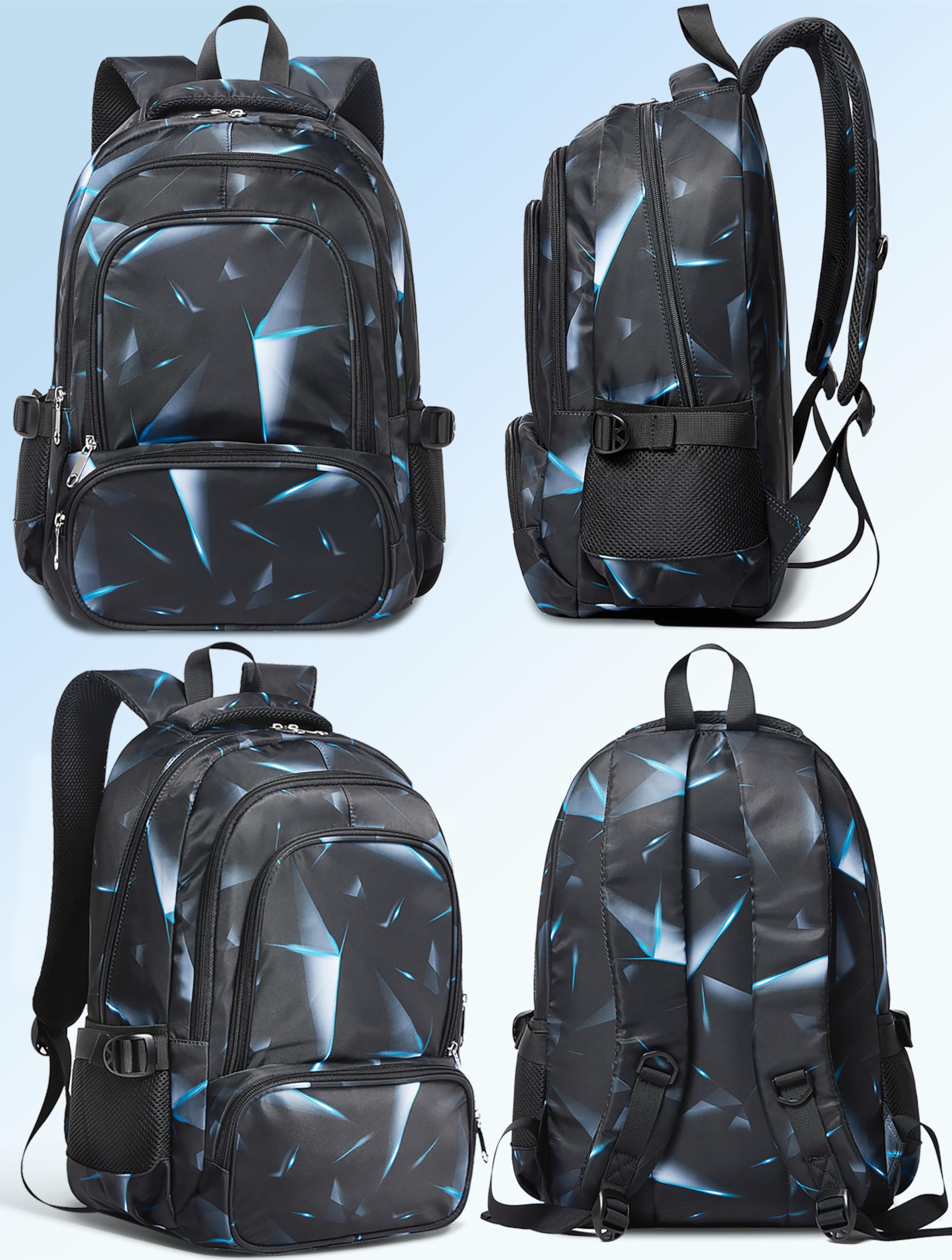 BLUEFAIRY Boys Backpack Elementary Kids School Bags Middle School Primary School Bookbags Lightweight Sturdy Durable Gift with Plenty of Pockets Age 5-9(Black&Blue