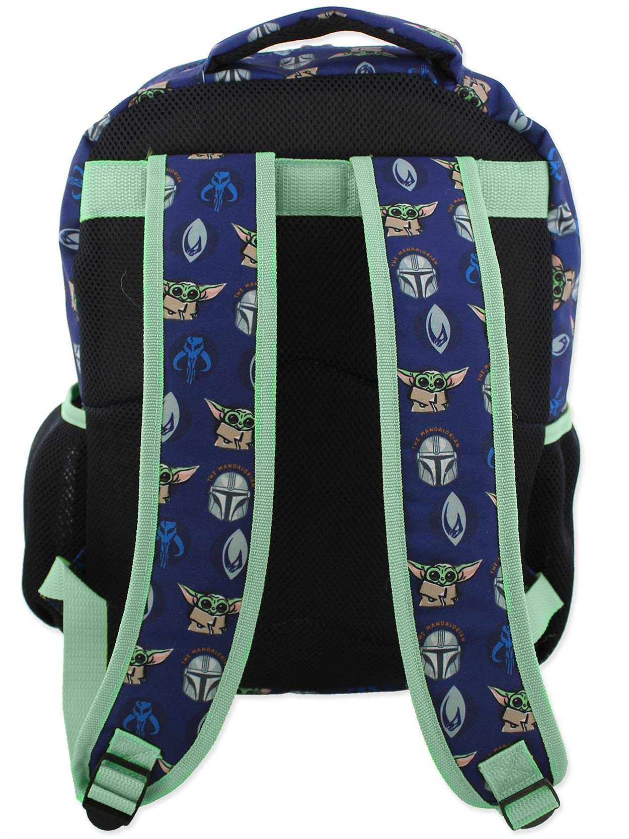 Disney Star Wars Mandalorian Baby Yoda Boy's Girl's Adult 16 Inch School Backpack (One Size, Blue/Green)