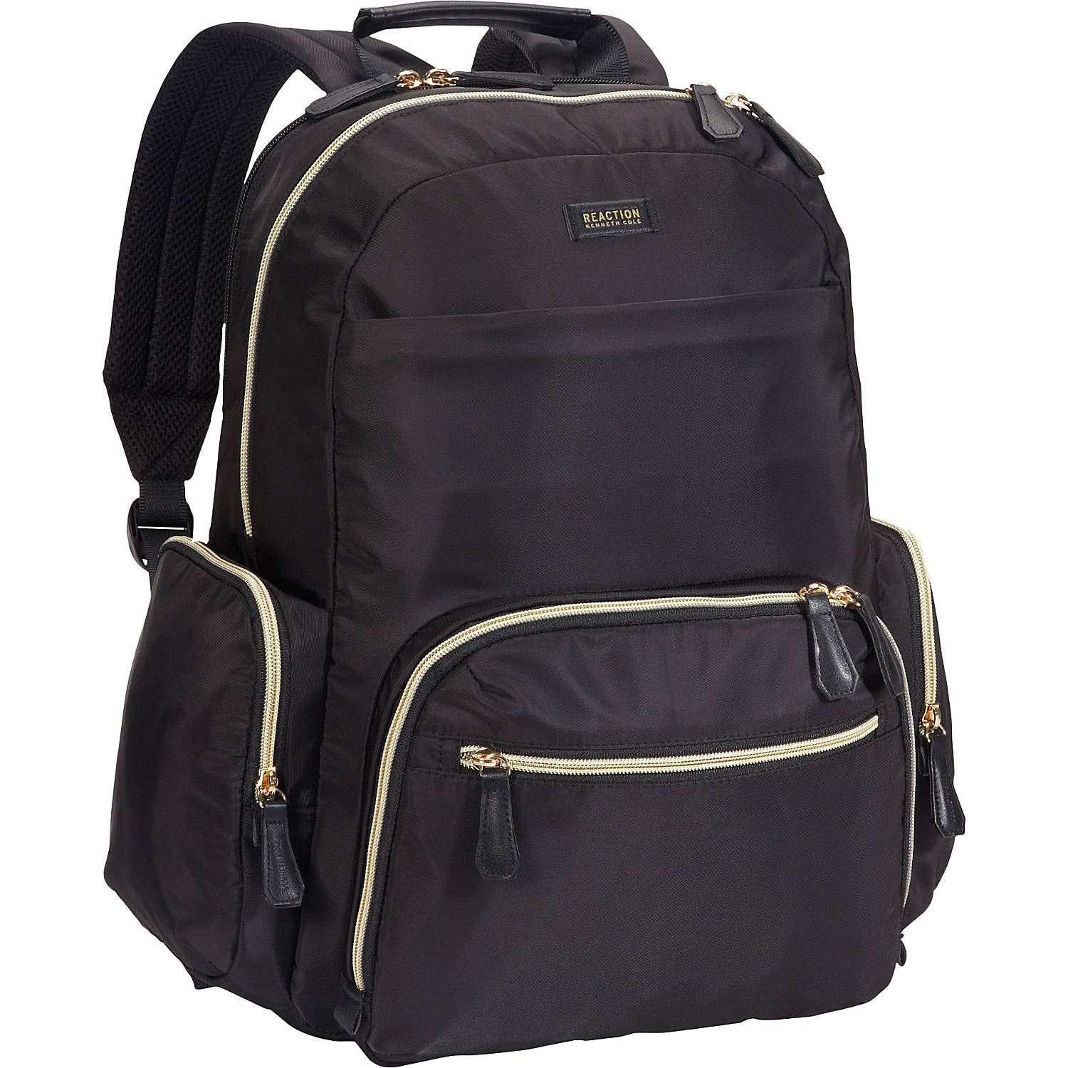 Kenneth Cole REACTION Women's Sophie Backpack Silky Nylon 15" Laptop & Tablet RFID Bookbag for School, Work, & Travel, Black with 20" Carry-On, One Size