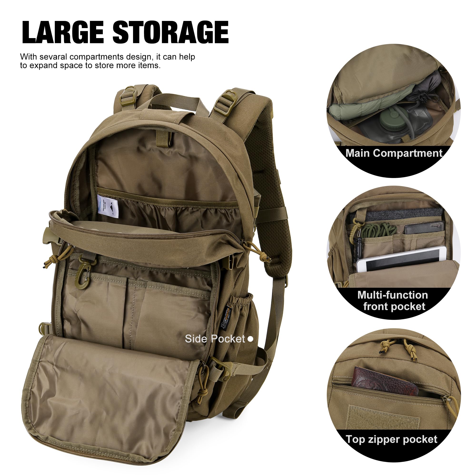 Mardingtop 25L Hiking Backpack,Lightweight Molle Tactical Backpack for Running,Hiking,Cycling,Motorcycle(With Rain-cover)