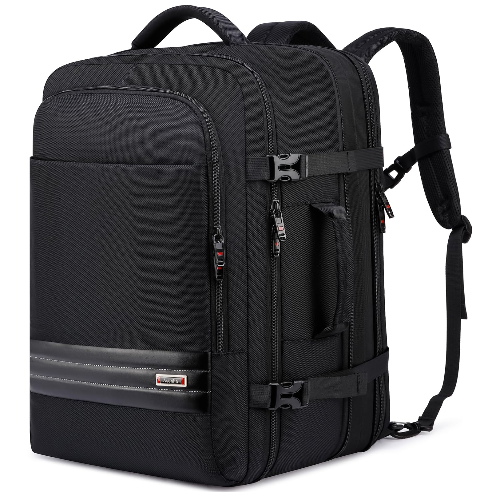 Asenlin Travel Backpack for Women Men,40L-55L Expandable Carry on Backpack,17 Inch Water Resistant Laptop Backpack for Weekender Overnight Extre Large Backpack-Black
