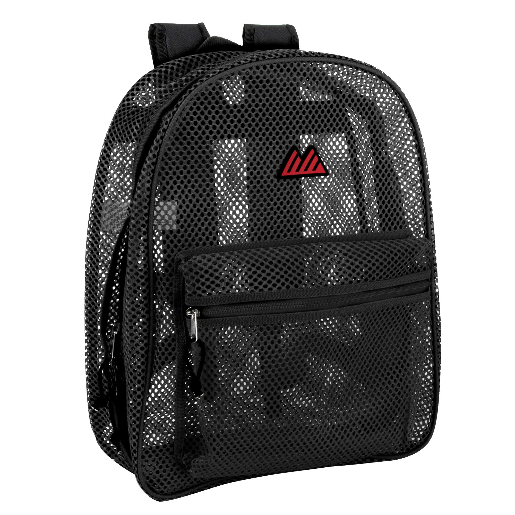 Summit Ridge Mesh Backpacks for Kids, Adults, School, Beach, and Travel, Colorful Transparent Mesh Backpacks with Padded Straps (Black) Large