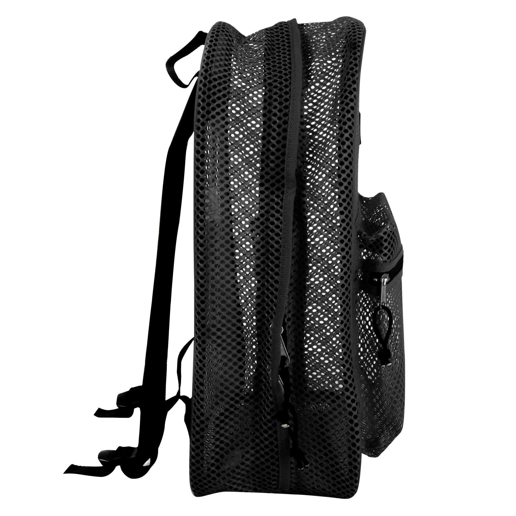 Summit Ridge Mesh Backpacks for Kids, Adults, School, Beach, and Travel, Colorful Transparent Mesh Backpacks with Padded Straps (Black) Large