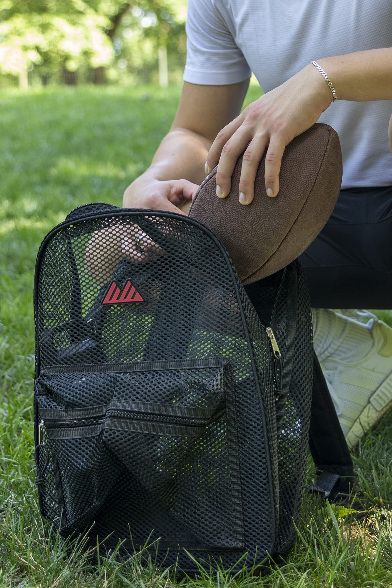 Summit Ridge Mesh Backpacks for Kids, Adults, School, Beach, and Travel, Colorful Transparent Mesh Backpacks with Padded Straps (Black) Large