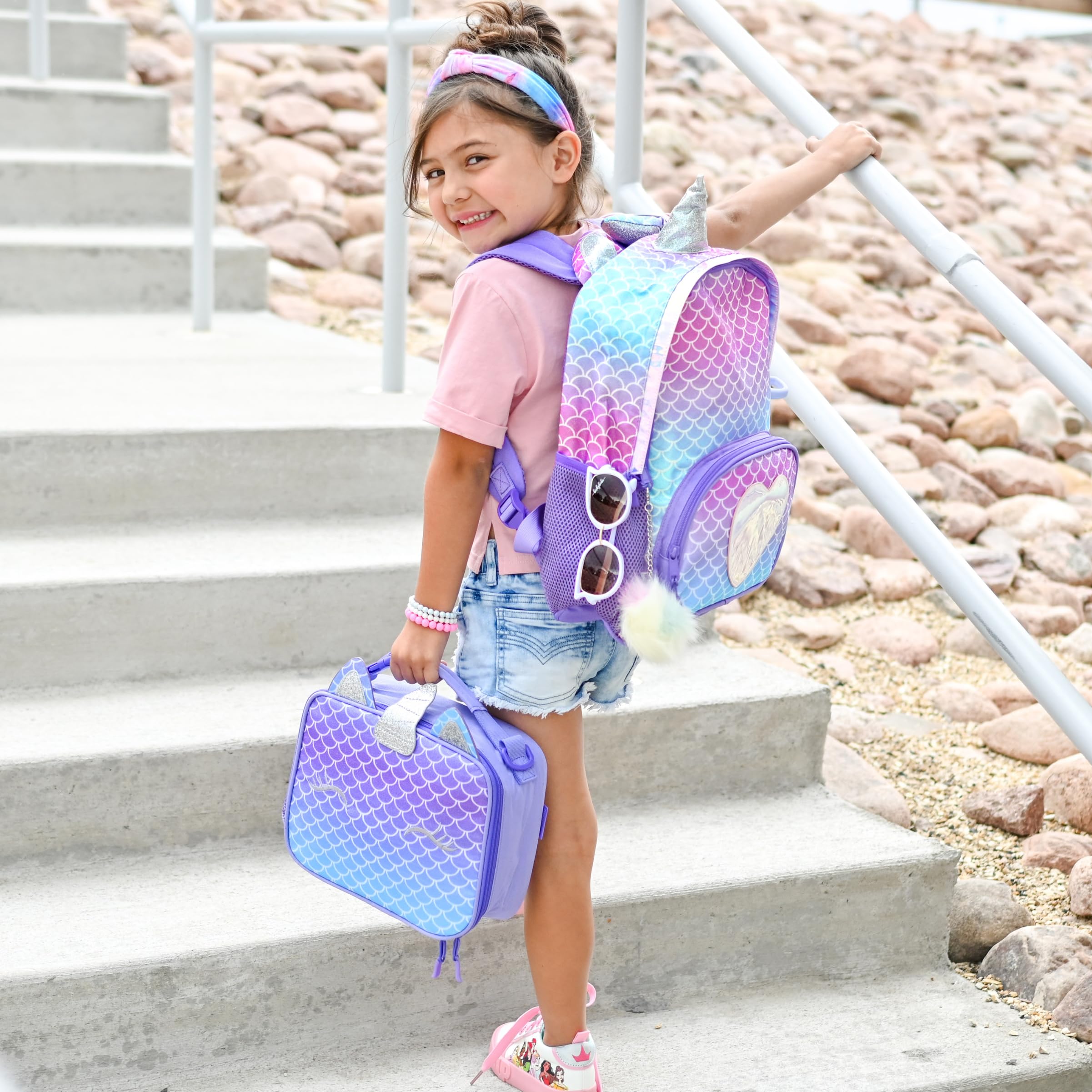 mibasies Kids Unicorn Backpack for Girls Rainbow School Bag (Rainbow Glitter)