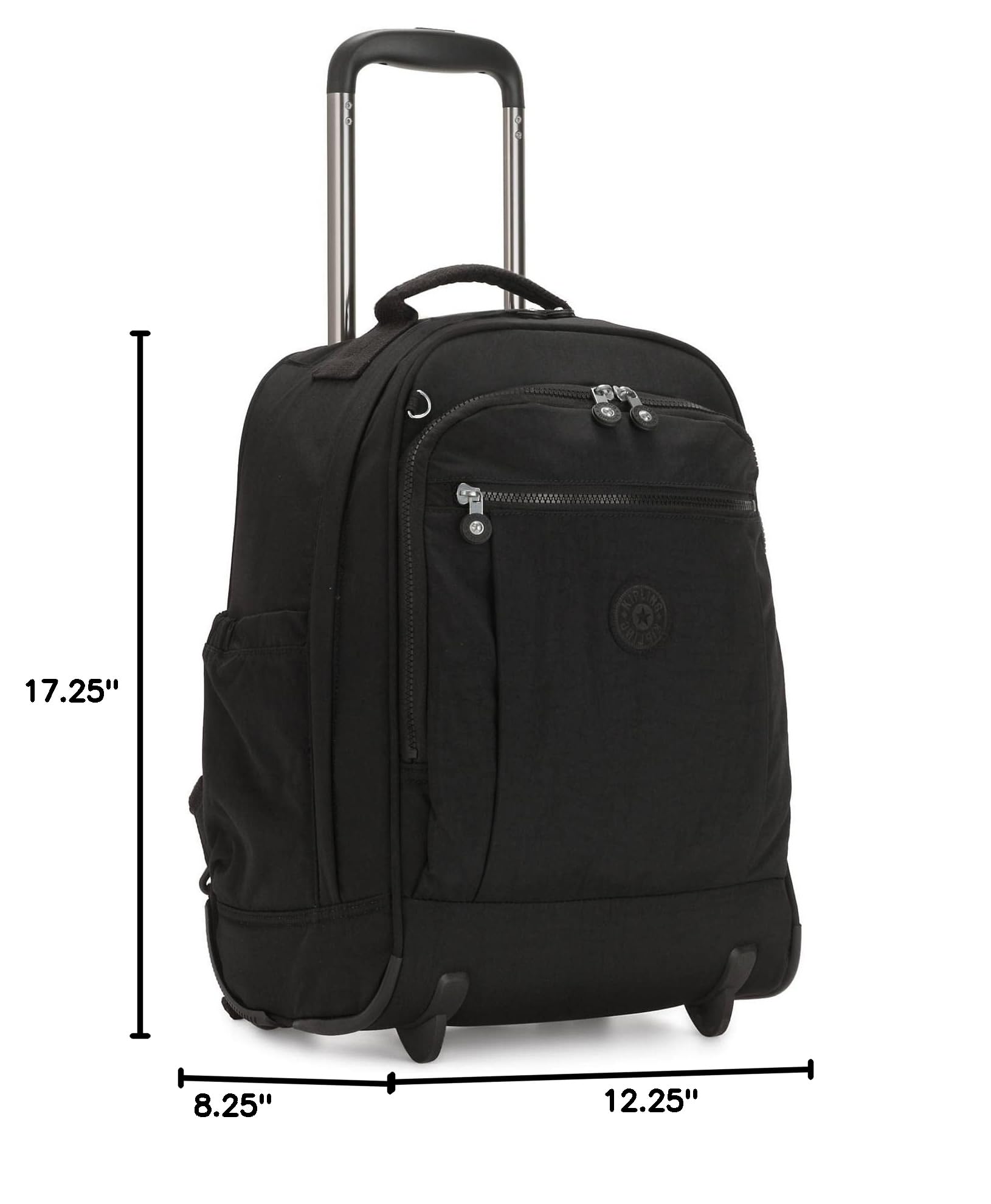 Kipling Women's Gaze Large Rolling, Durable, Wheeled Backpack with Adjustable Shoulder Straps, Nylon Book Bag, True Black