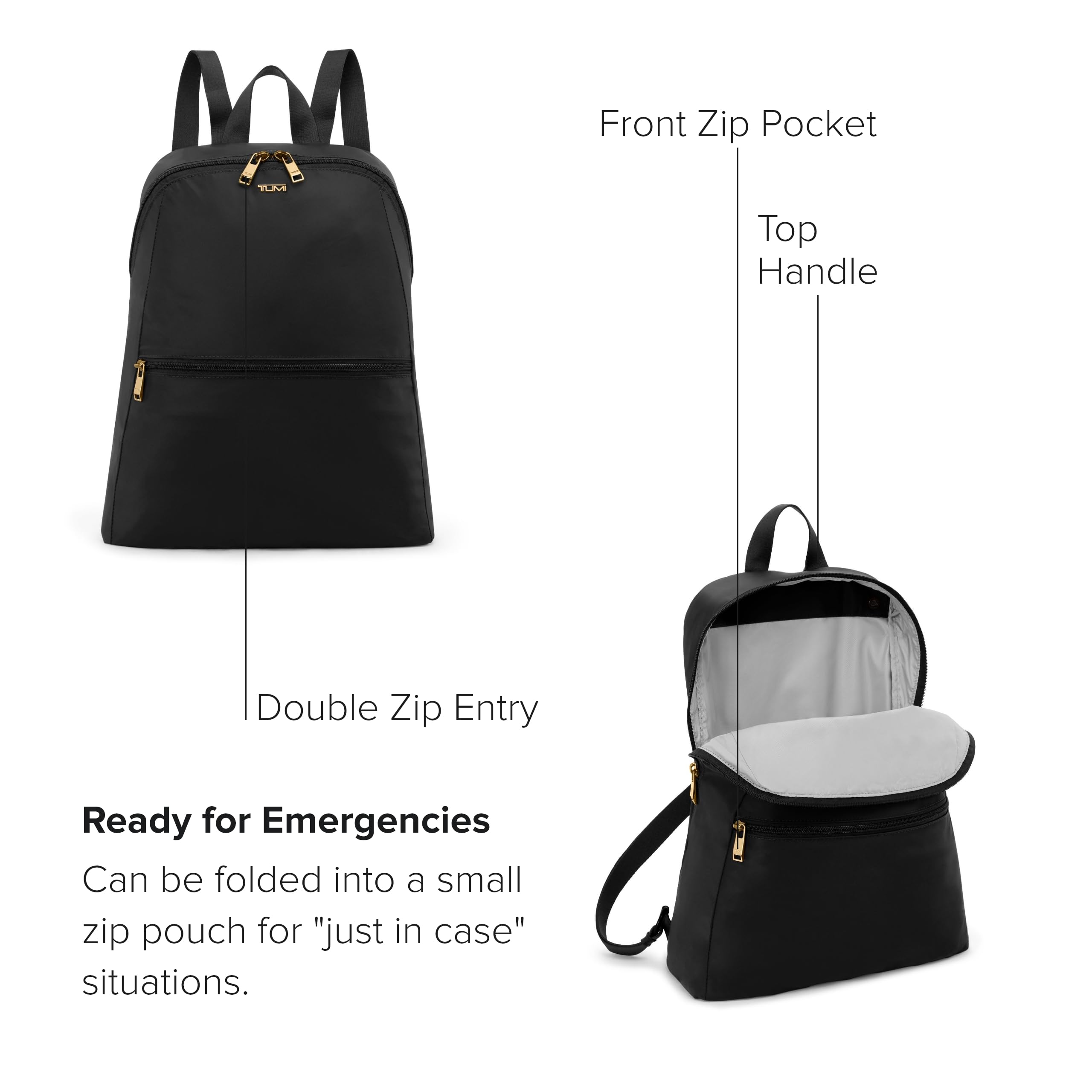 TUMI Voyageur Just In Case Backpack - Black/Gold