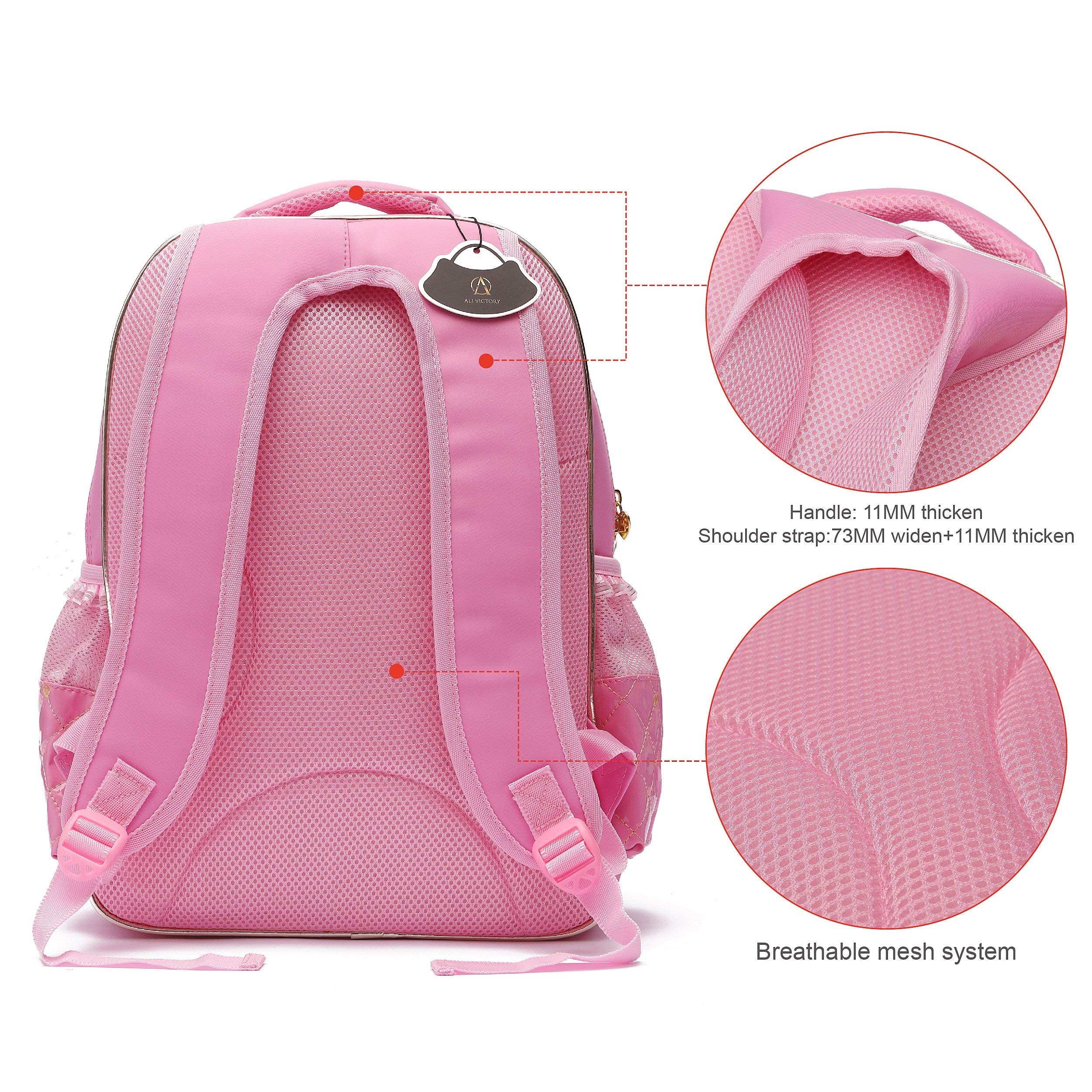 AO ALI VICTORY Backpack for Girls, Waterproof Kids Backpacks School Bag Toddler Bookbags Cute Travel Daypack (Large, A-Pink)