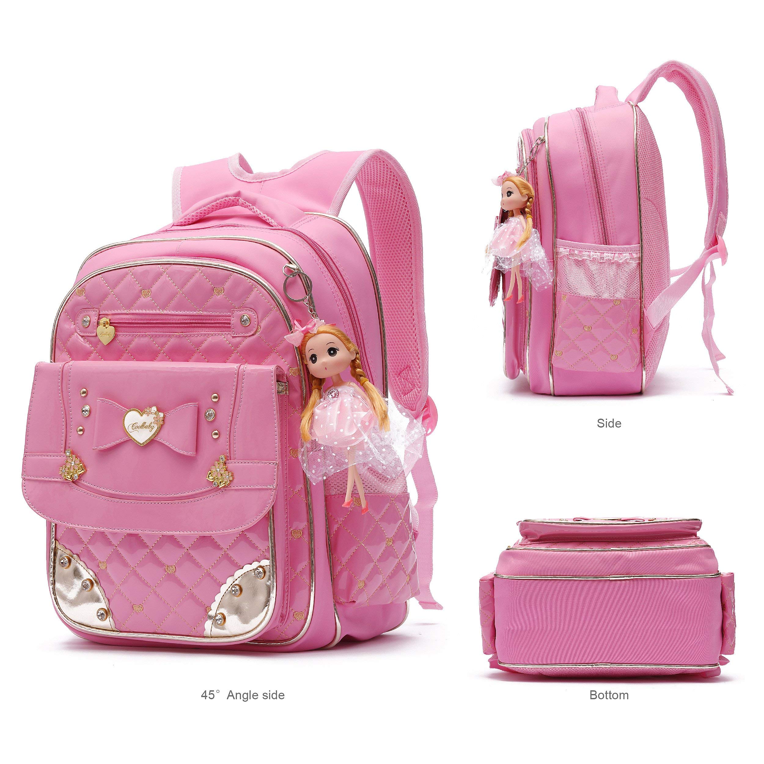 AO ALI VICTORY Backpack for Girls, Waterproof Kids Backpacks School Bag Toddler Bookbags Cute Travel Daypack (Large, A-Pink)