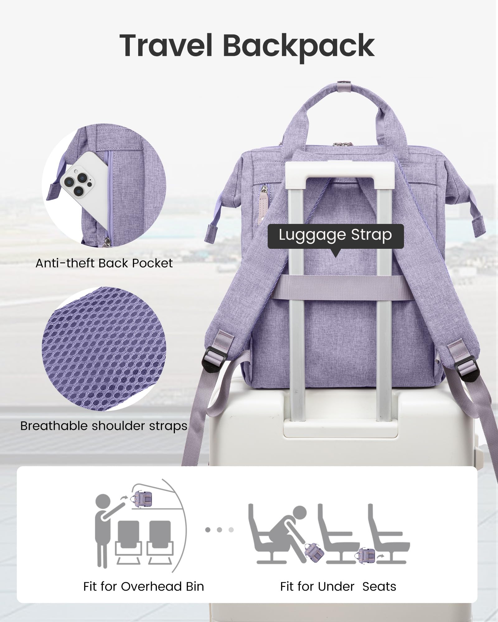 LOVEVOOK Laptop Backpack for Women, Teacher Nurse Bag Work Travel Computer Backpacks Purse,Water Resistant College School Student Bookbag with USB Charging Port, 17.3 inch