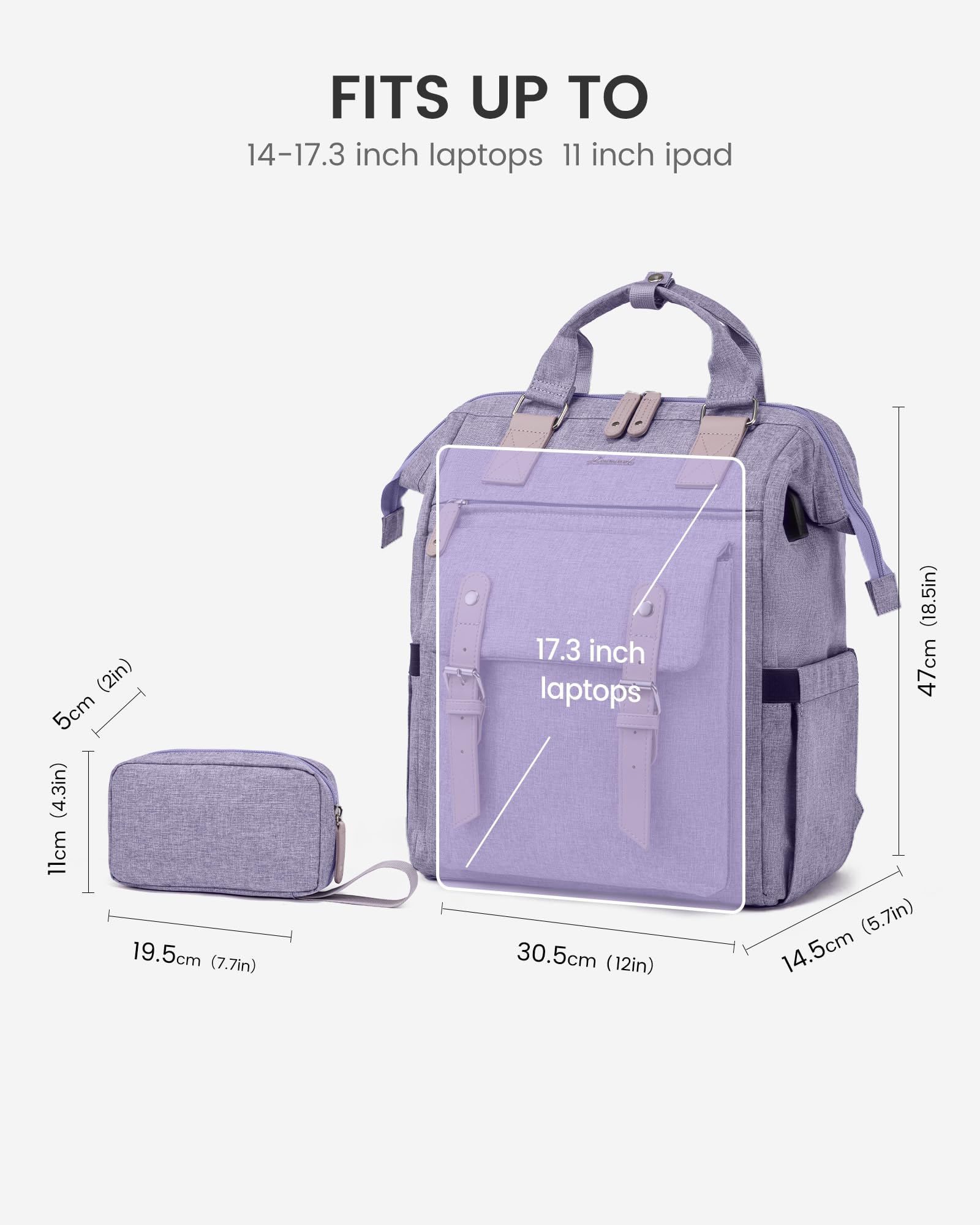 LOVEVOOK Laptop Backpack for Women, Teacher Nurse Bag Work Travel Computer Backpacks Purse,Water Resistant College School Student Bookbag with USB Charging Port, 17.3 inch