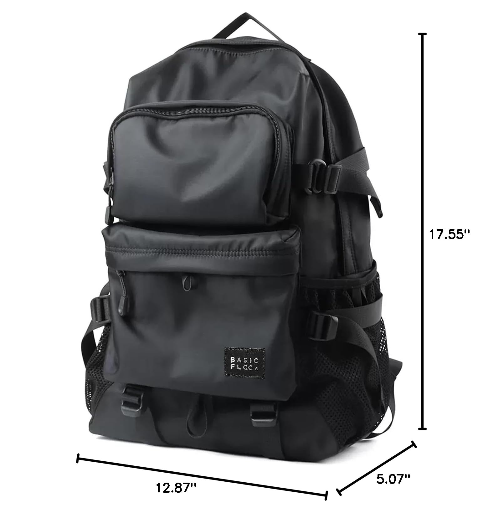 Simple Mens Backpacks for Working with Laptop Compartment,Camping Rucksack School Backpack Bookbag for Men College Students,Lightweight Durable Hiking Travel Computer Bag Fits 15.6 Inch Notebook,Black