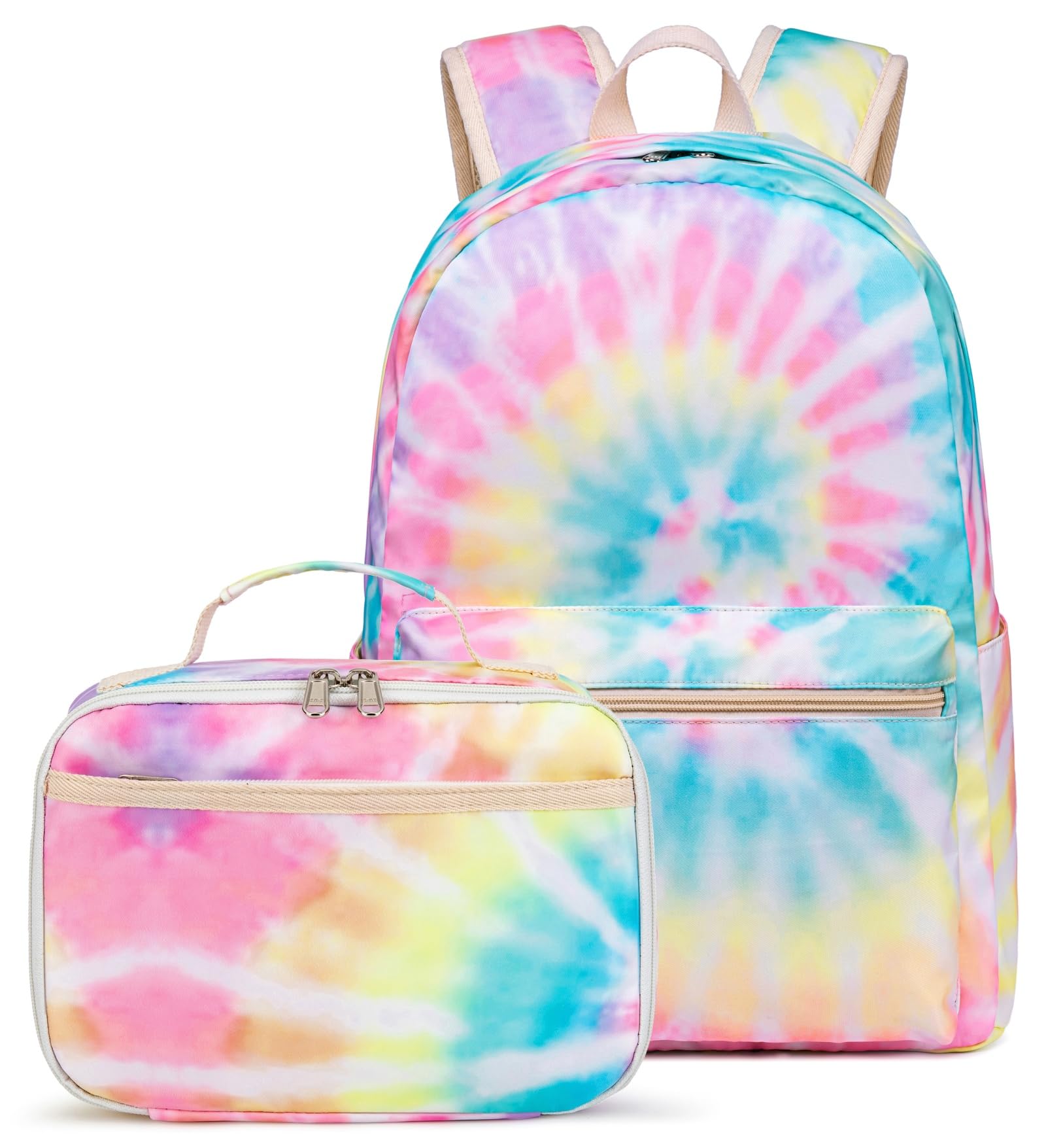 CAMTOP Backpack for Girls Kids School Backpack with Lunch Box Preschool Kindergarten BookBag Set (Tie Dye Yellow)