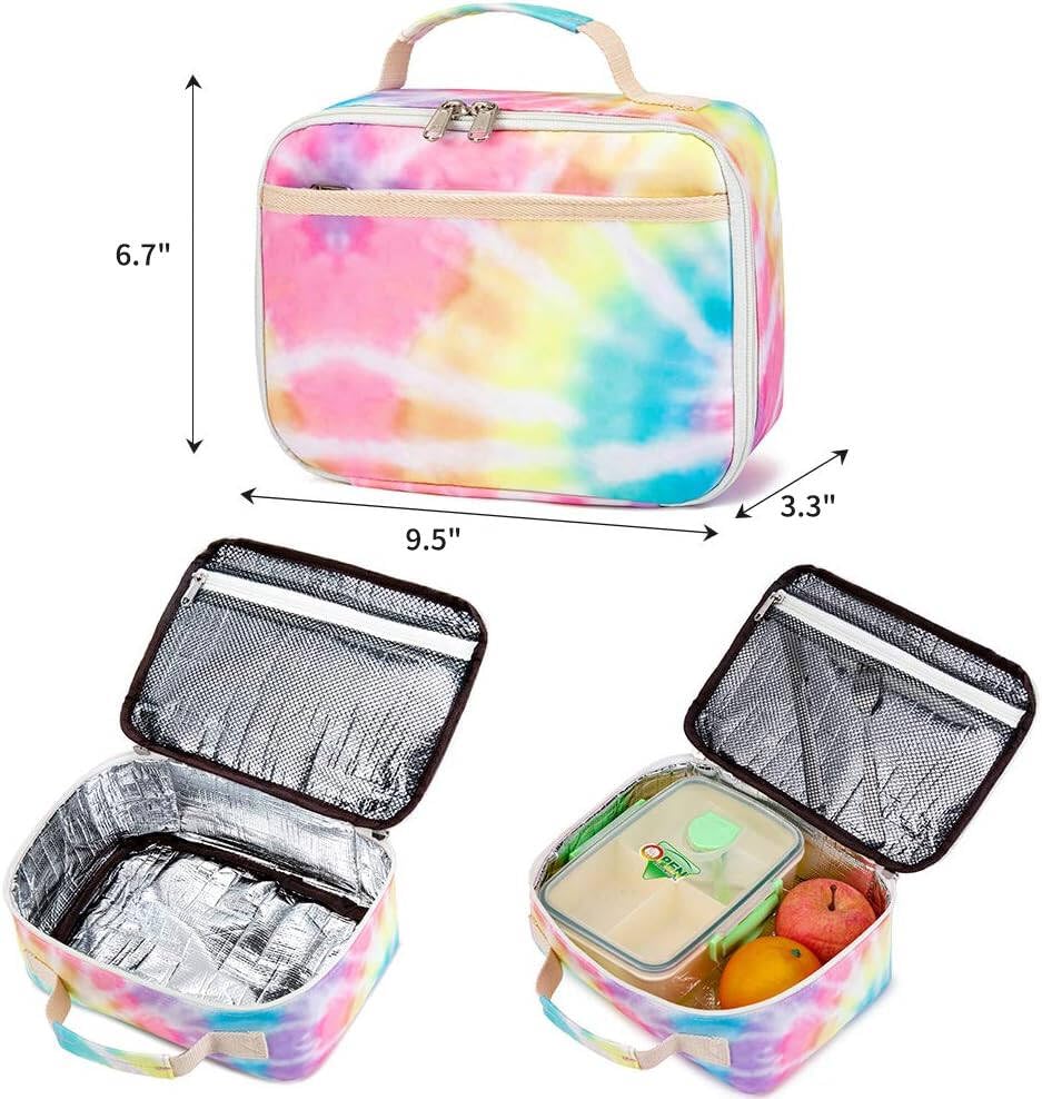 CAMTOP Backpack for Girls Kids School Backpack with Lunch Box Preschool Kindergarten BookBag Set (Tie Dye Yellow)