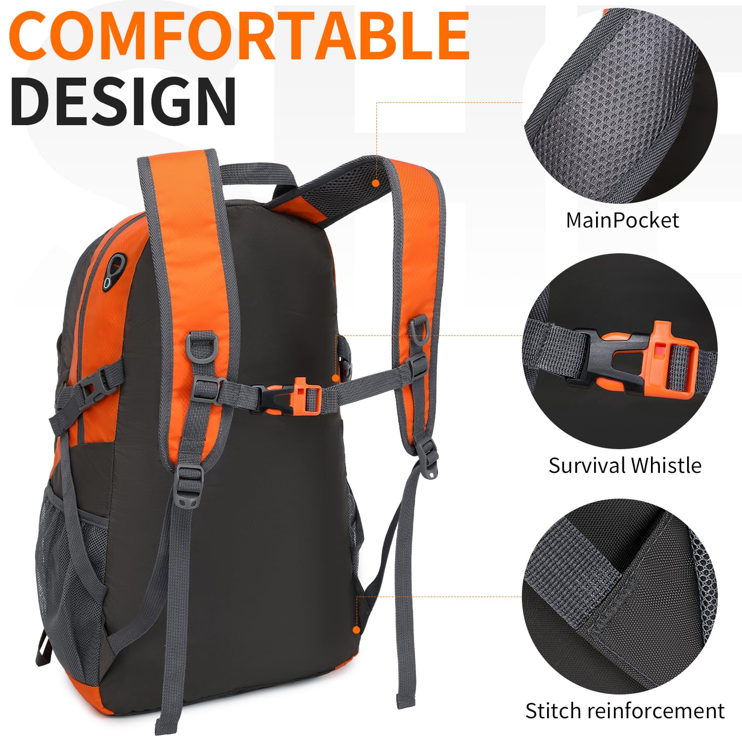 SHENHU Hiking Backpack 40L Waterproof Daypack Outdoor Sport Trekking,Camping Backpack for Men Women Orane