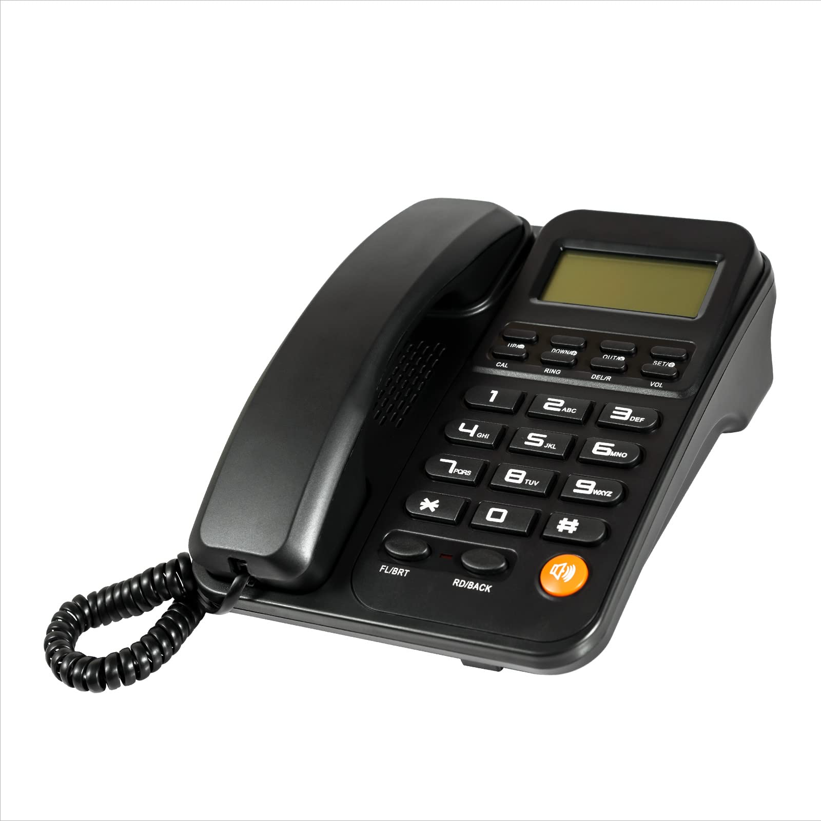 Corded Telephone Landline Telephone, Wired Telephone Big Button Phones with Caller Identification, Suitable for Office, Front Desk, Home, Hotel, No AC Power Required(Black)