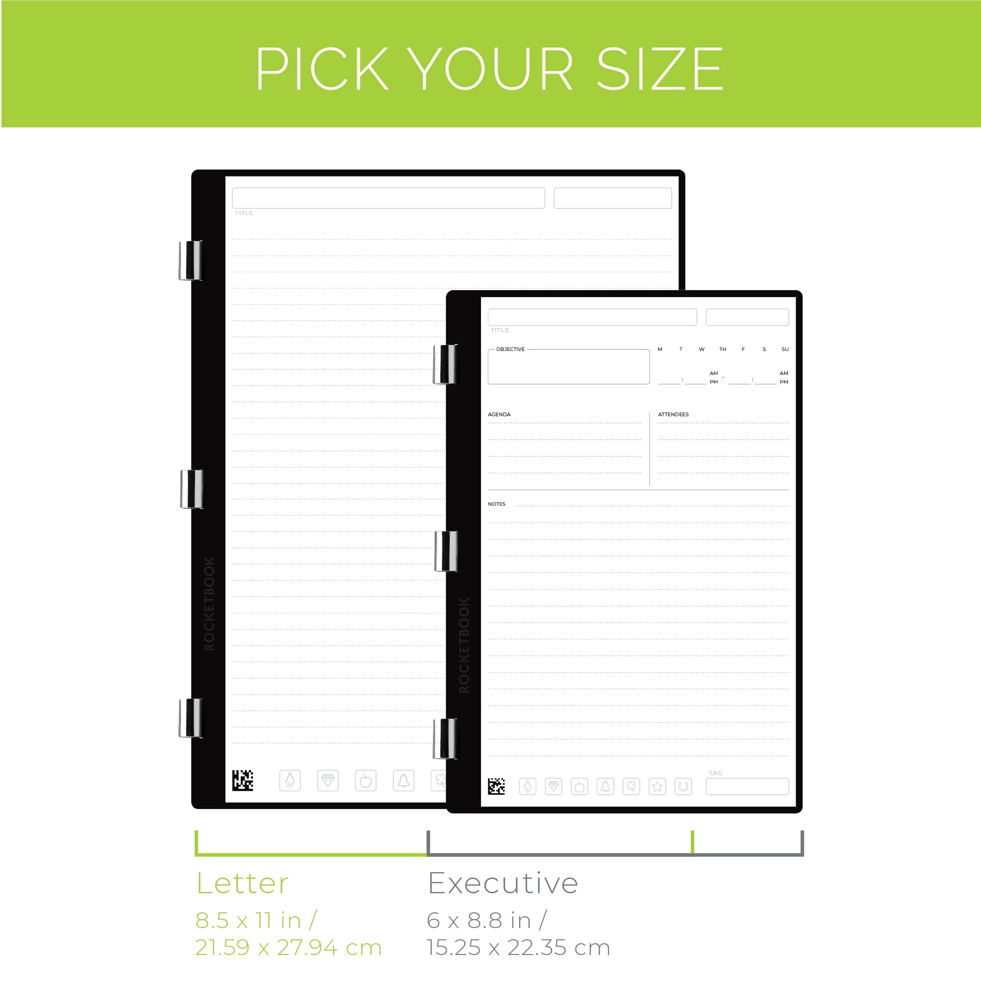 Rocketbook New Pro Lined Page Pack | Scannable Pro Pages for To Do Lists and Agendas - Write, Scan, Erase, Reuse | 20 Sheets | Letter Size: 7.8 in x 10.5 in