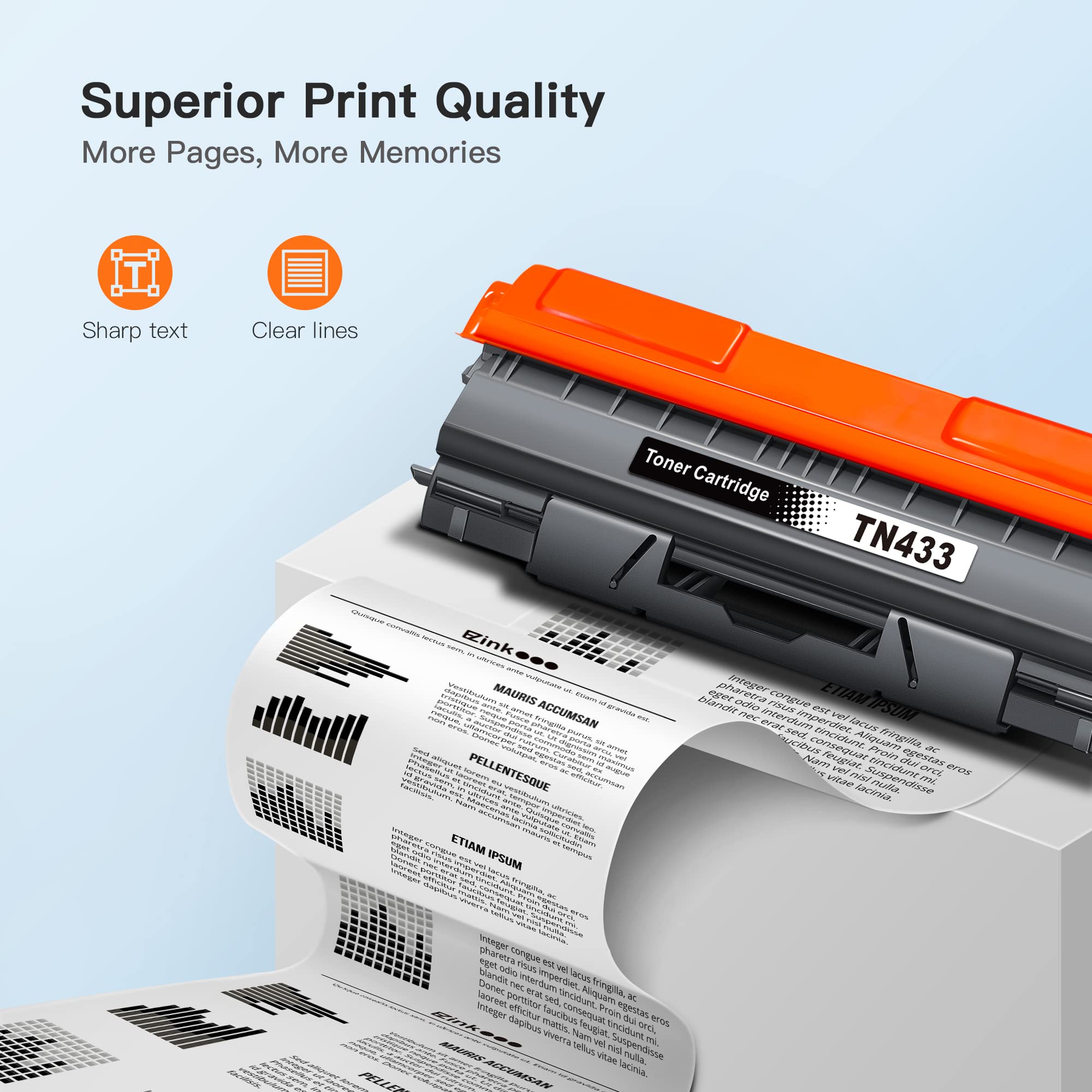 E-Z Ink (TM) Compatible Toner Cartridge Replacement for Brother TN-433 TN433 TN433bk TN431 Compatible with HL-L8260CDW HL-L8360CDW MFC-L8610CDW MFC-L8900CDW (1 Black, 1 Pack)