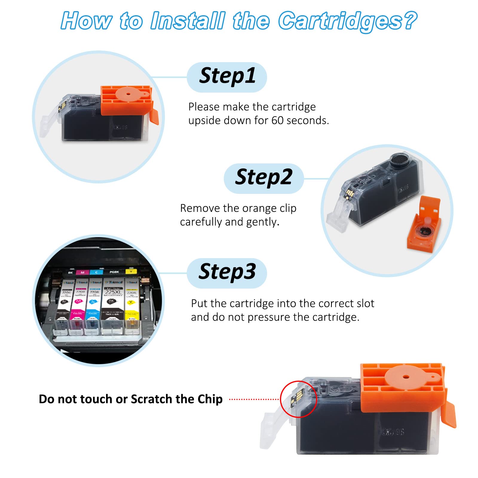 Tekmall Compatible Ink Cartridges Replacement for PGI-225 CLI-226 225 Ink 226 Ink Use for PIXMA MX882 MX892 iX6520 MG8120 MG5220 MG5320 MX712 MG5120 iP4820 iP4920 18 Pack