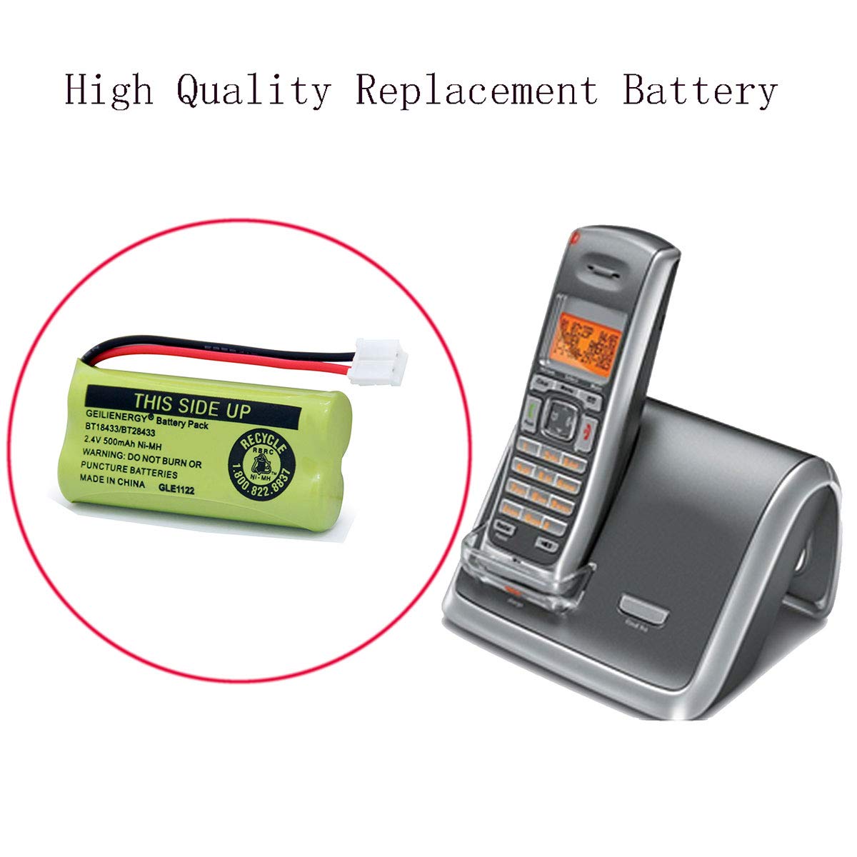 GEILIENERGY BT18433 BT28433 BT184342 BT284342 BT1011 BT-1011 Replacement Battery Compatible with Cordless Phone CS6209 CS6219 CS6229 DS6151 89-1330-01-00 CPH-515D (Pack of 4)