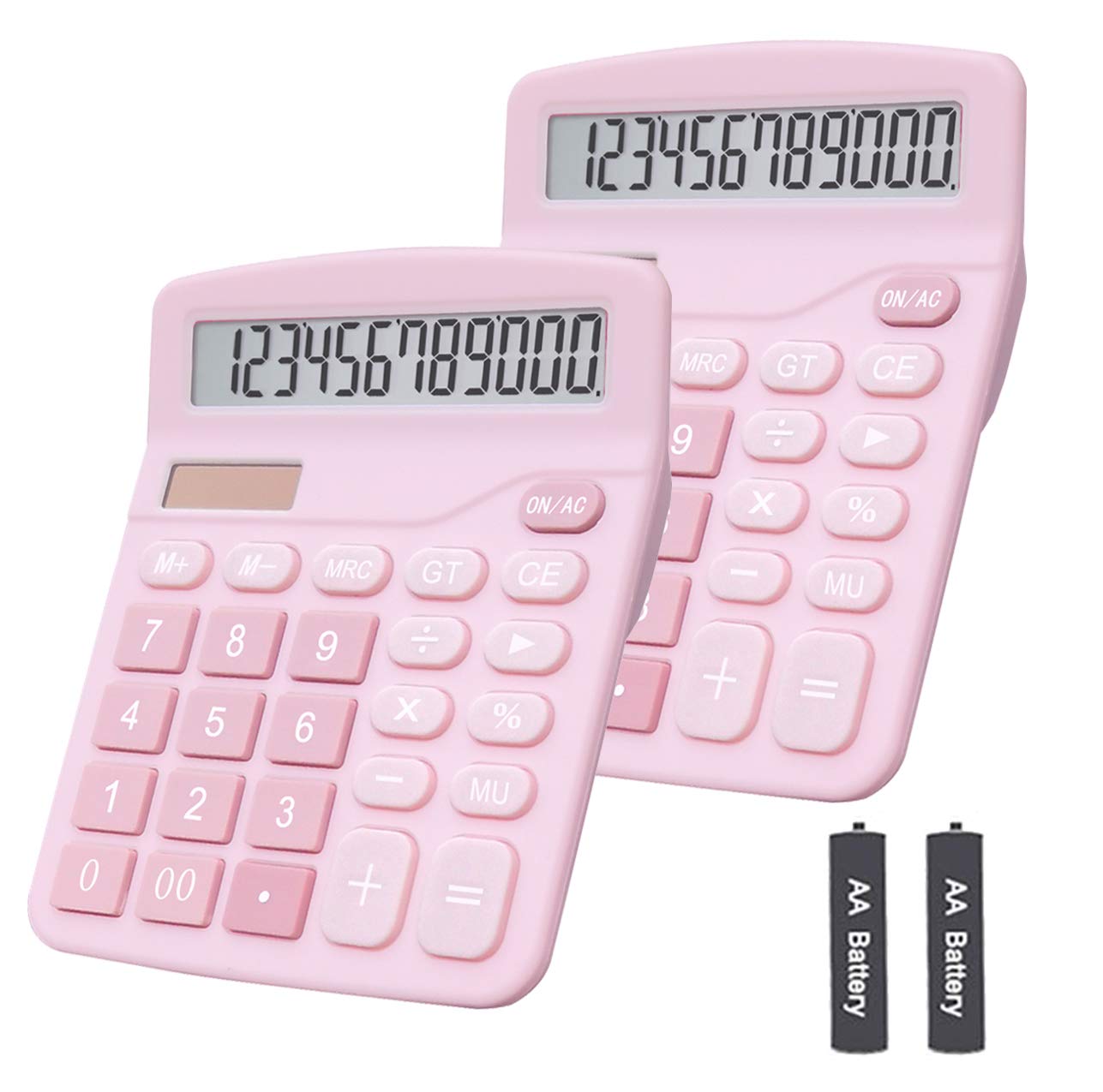 Calculators, BESTWYA 12-Digit Dual Power Handheld Desktop Calculator with Large LCD Display Big Sensitive Button (Pink, Pack of 1)