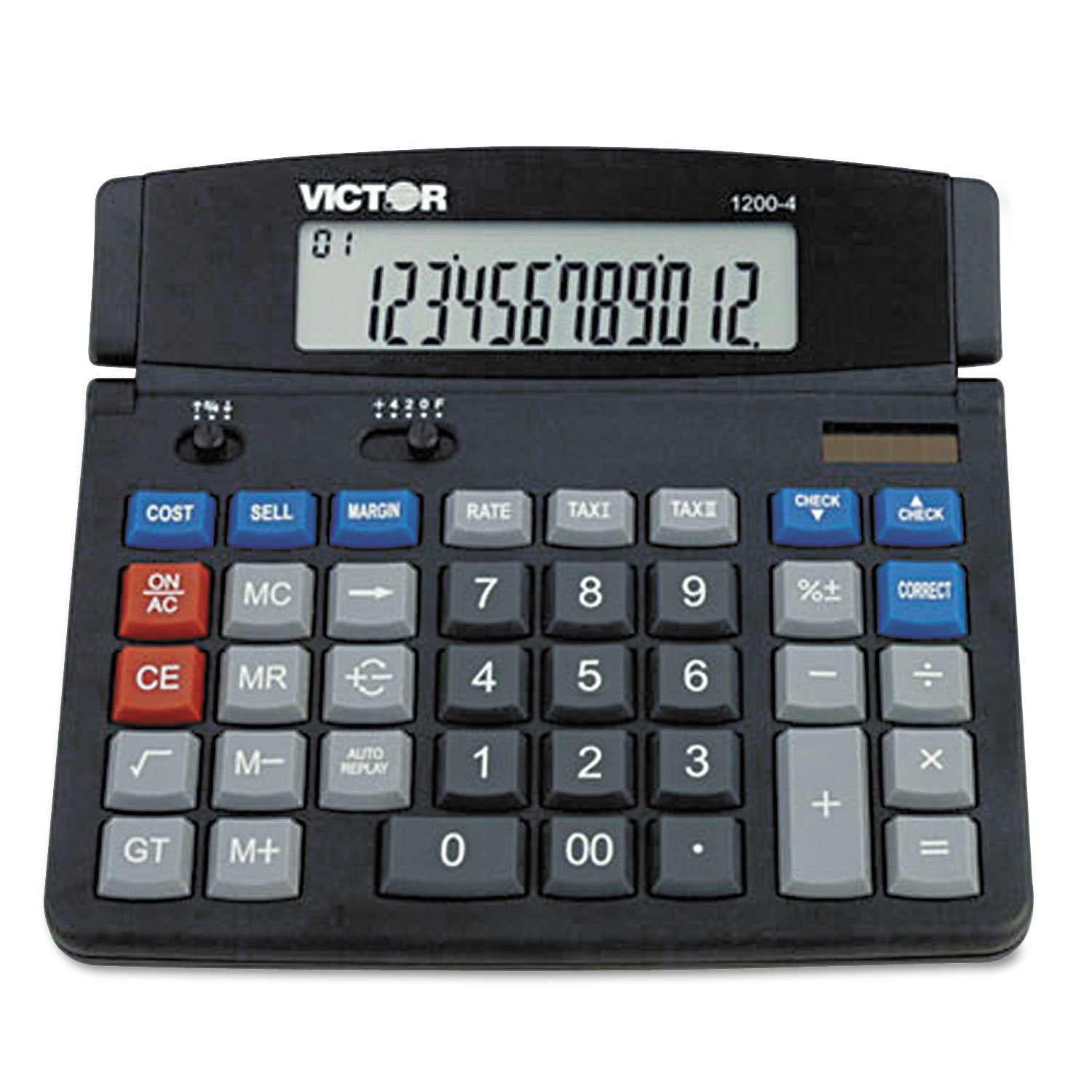 Victor 1200-4 12-Digit Large Professional Desktop Calculator, Battery and Solar Hybrid Powered Tilt LCD Display, Great for Home and Office Use, Black