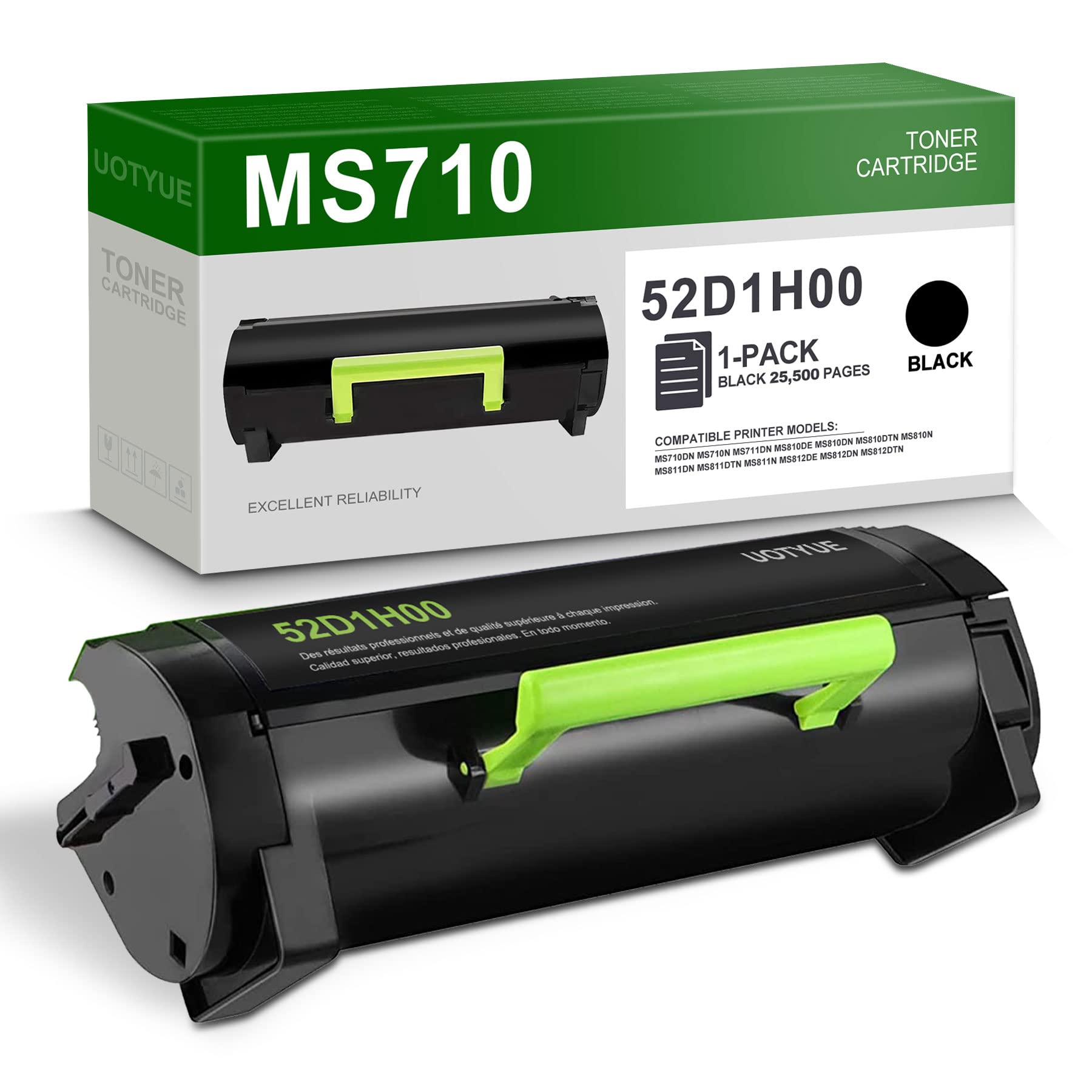 52D1H00 Extra High Yield Black Toner Cartridge - UOTY Compatible 1 Pack 52D1H00 Toner Replacement for Lexmark MS810dtn MS810n MS811dn MS811dtn MS811n MS812de MS812dn MS812dtn Printer