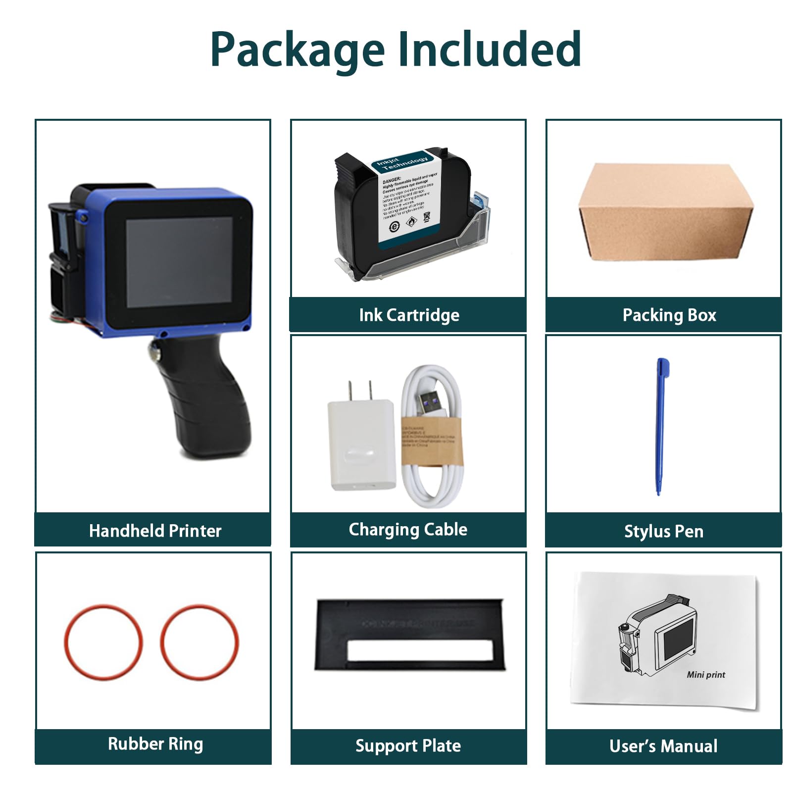 Phezer Mini Handheld Inkjet Printer PC11 for All Materials, with Touch Screen and Quick-Drying Ink Cartridge, Portable Pocket Marking Device for Label/Date/Barcode/Logo/Qrcode/Batch Number/Image