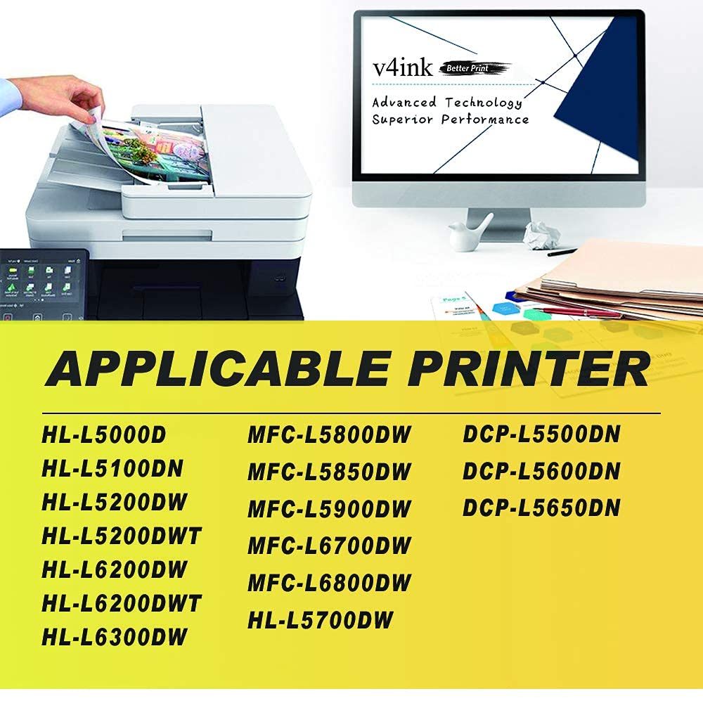 v4ink Compatible DR820 Replacement for Brother DR820 DR-820 Drum Unit for use with Brother HL-L6200DW L6200DWT L5100DN L5200DW L5200DWT L6300DW MFC-L5900DW DCP-L5500DN Printer, Enhanced Version