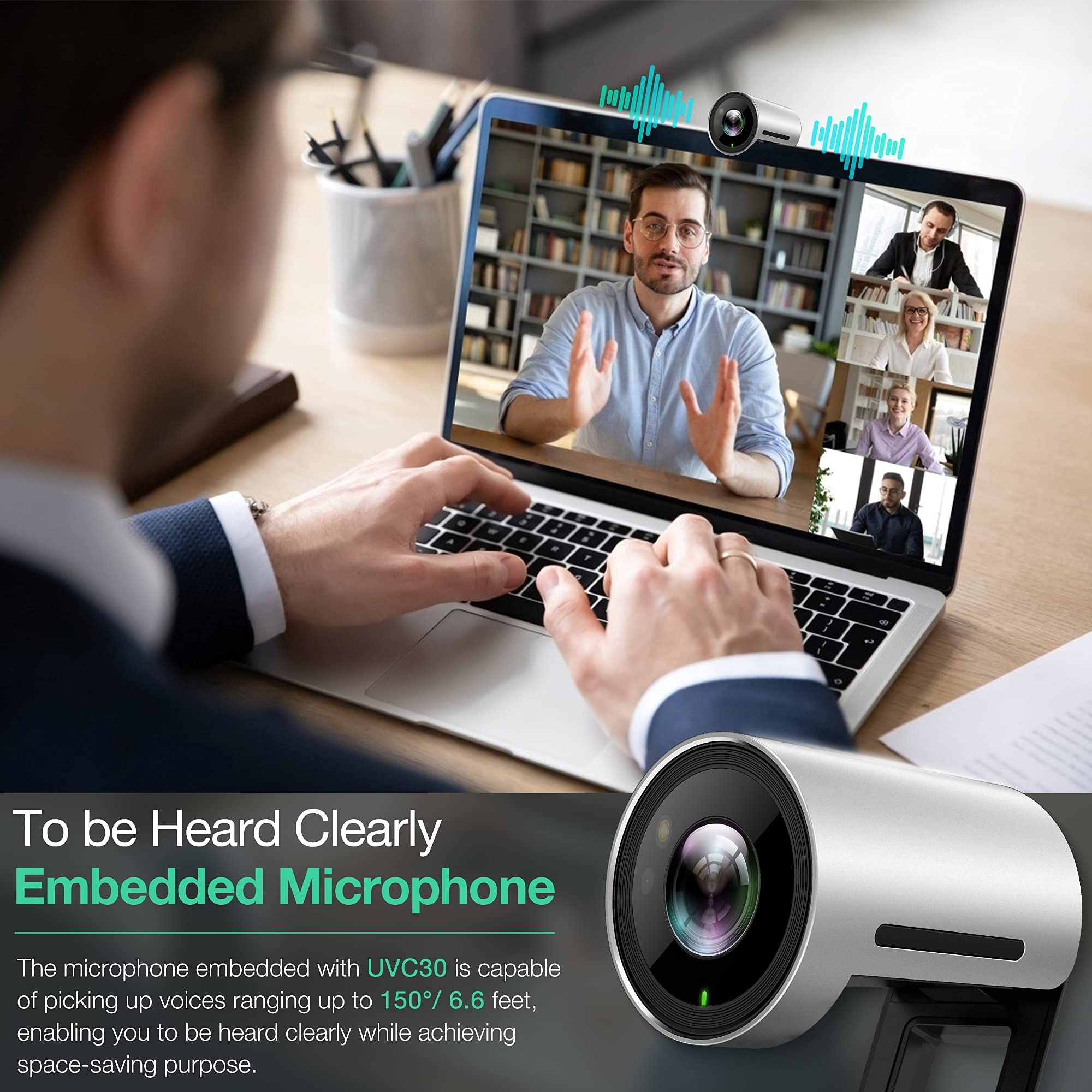 Yealink UVC30 4K USB Camera wtih Auto Framing Webcam 4k with Windows Hello Support Teams Certified 120° View Desktop Webcam with Microphone Ultra HD 4K Webcam for PC for Gaming and Recording
