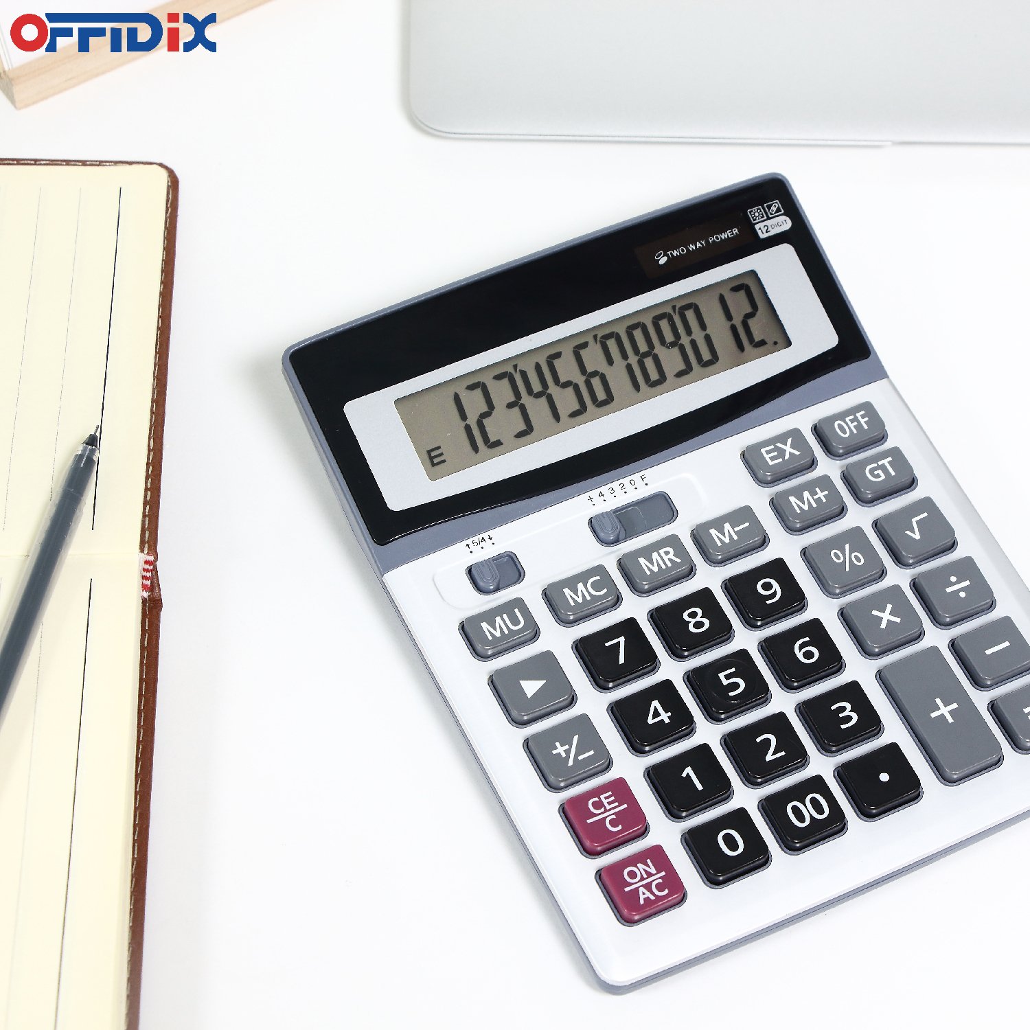 OFFIDIX Large Key Calculators Office Desktop Calculator, Dual Power Electronic Calculator Portable 12 Digit Large LCD Display Calculator Desk Calculator for Handheld for Daily and Basic Office