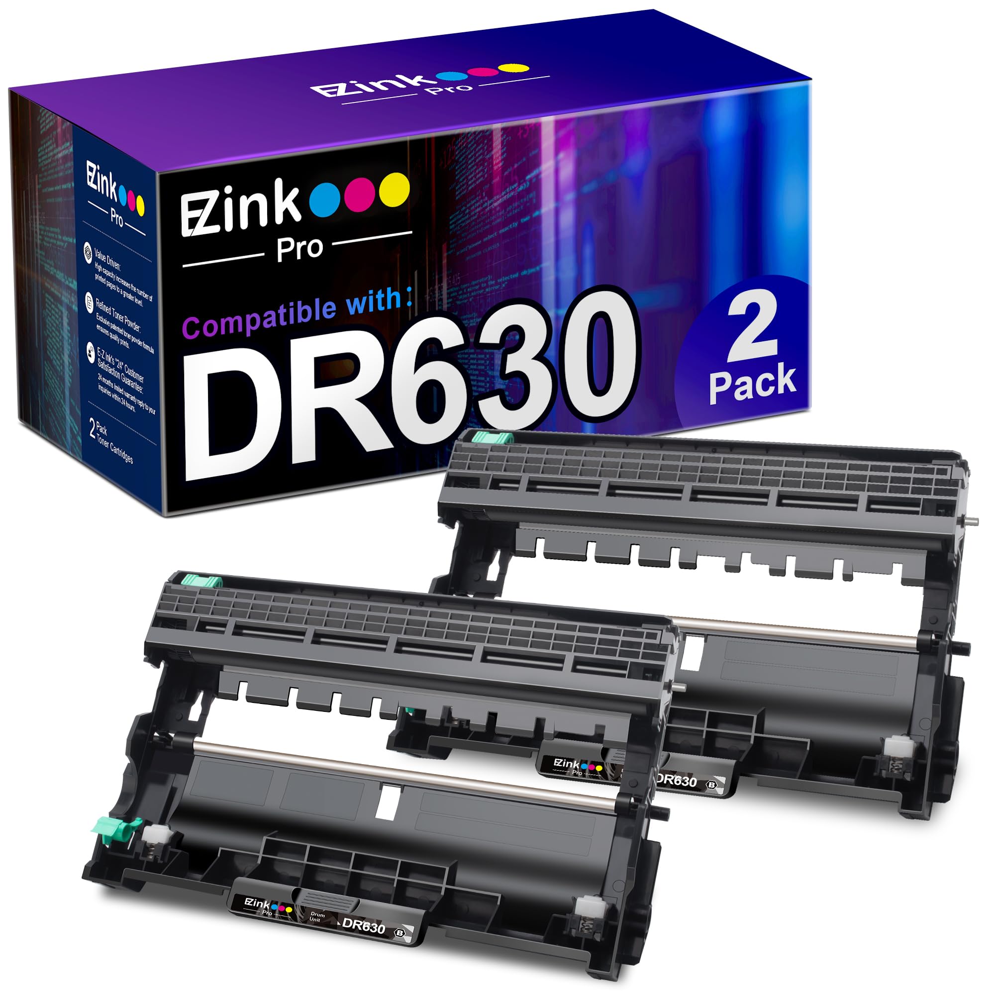 E-Z Ink Pro DR630 Compatible Drum Unit Replacement for Brother DR630 DR-630 DR 630 to use with HL-L2300D HL-L2340DW HL-L2360DW HL-L2380DW DCP-L2540DW DCP-L2540DW MFC-L2705DW MFC-L2707DW (2 Black)