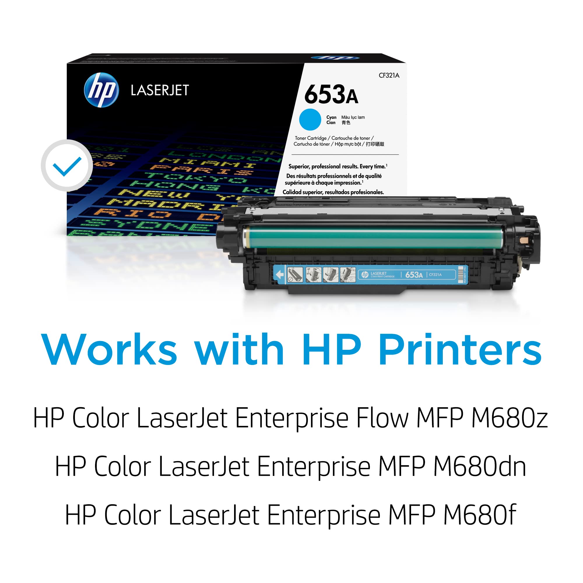 HP 653A Cyan Toner Cartridge | Works with HP Color LaserJet Enterprise MFP M680 Series | CF321A