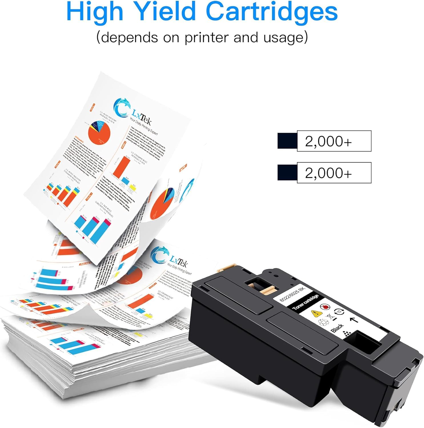 LxTek Remanufactured Toner Cartridge Replacement for Xerox WorkCentre 6027 6025, Phaser 6022 6020 Printer(2 Black 106R02759), High Yield