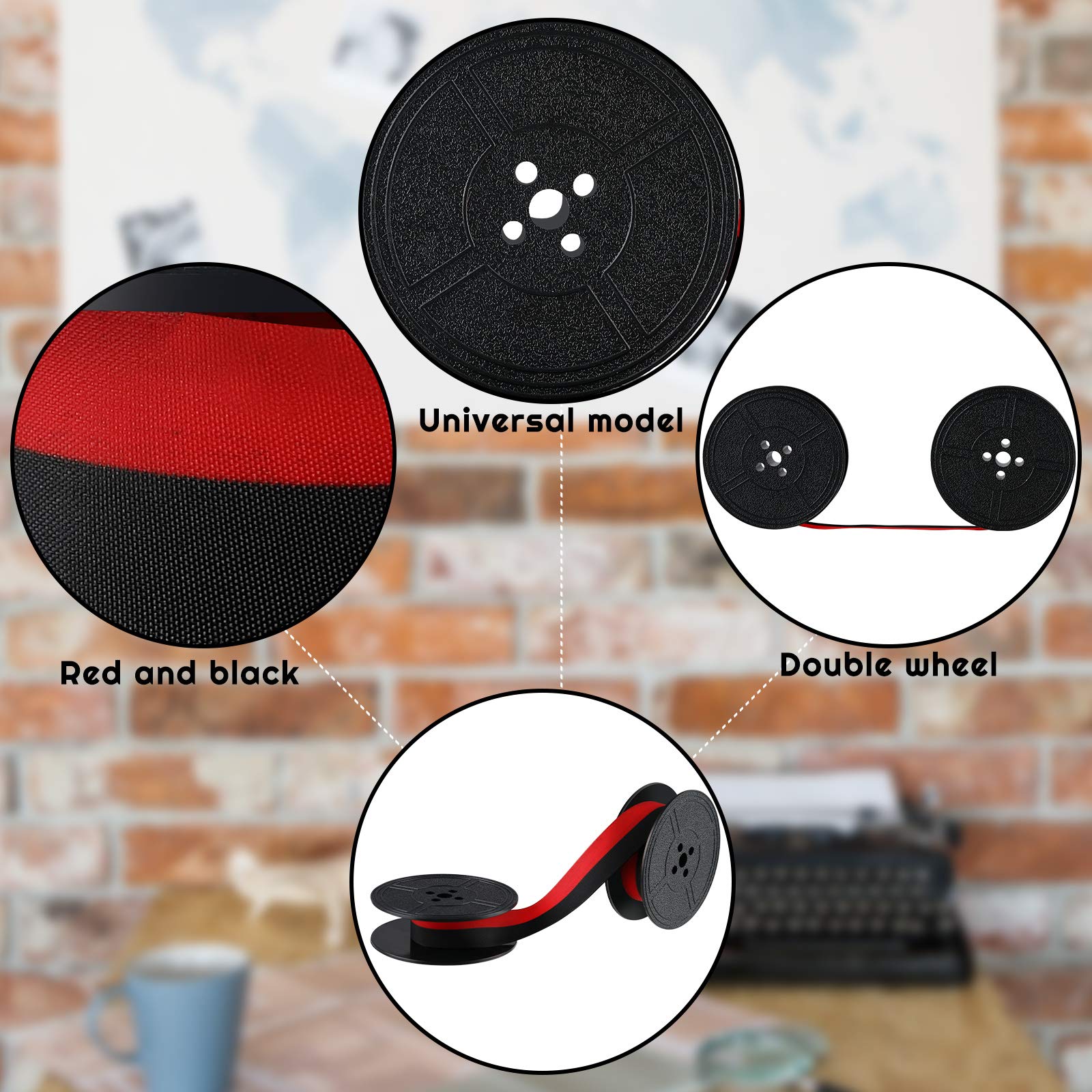 Jecery 2 Pairs Universal Typewriter Ribbon Twin Spool Typewriter Ribbon Red and Black Twin Spool Replacement Pack for Most Typewriter